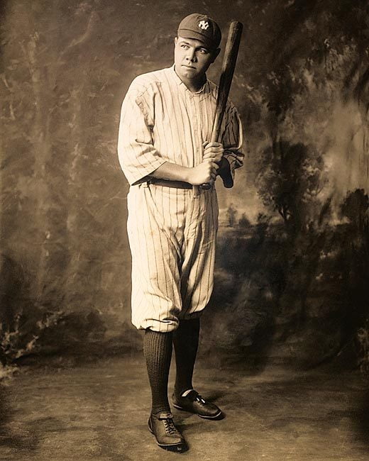 Babe Ruth Yankees Baseball Uniform Portrait - 20x30 Inch Laminated ...