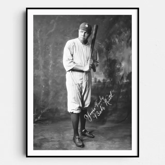 Babe Ruth Yours Truly Vintage 1900S Baseball Sports Wall Art Poster ...