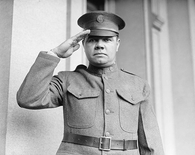 Babe Ruth in National Guard Uniform Style - A - 24x36 Inch Glossy ...