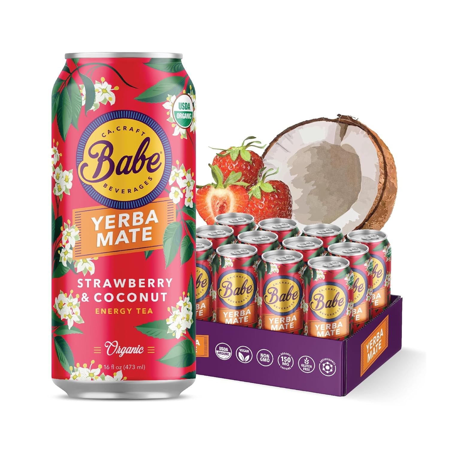 Babe Yerba Mate, Natural Energy Drink Alternative, Organic Strawberry ...