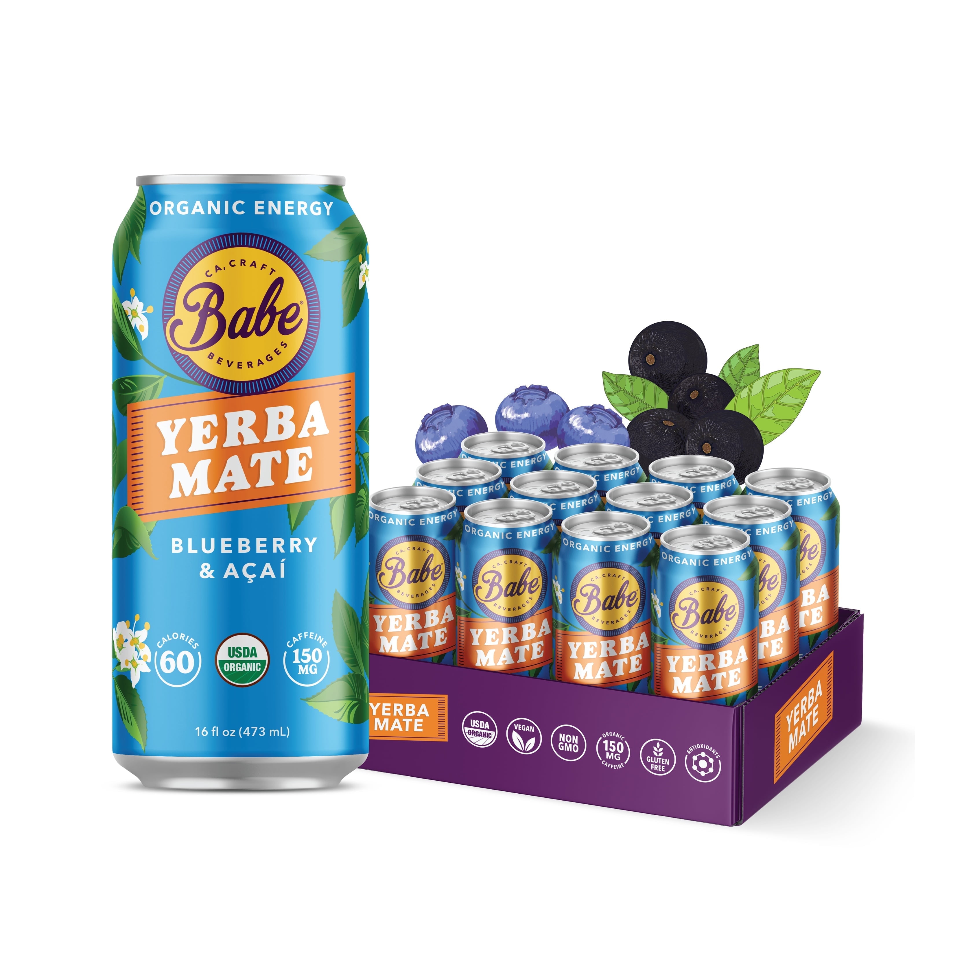 Babe Yerba Mate – Organic Natural Energy Drink Alternative – Blueberry ...