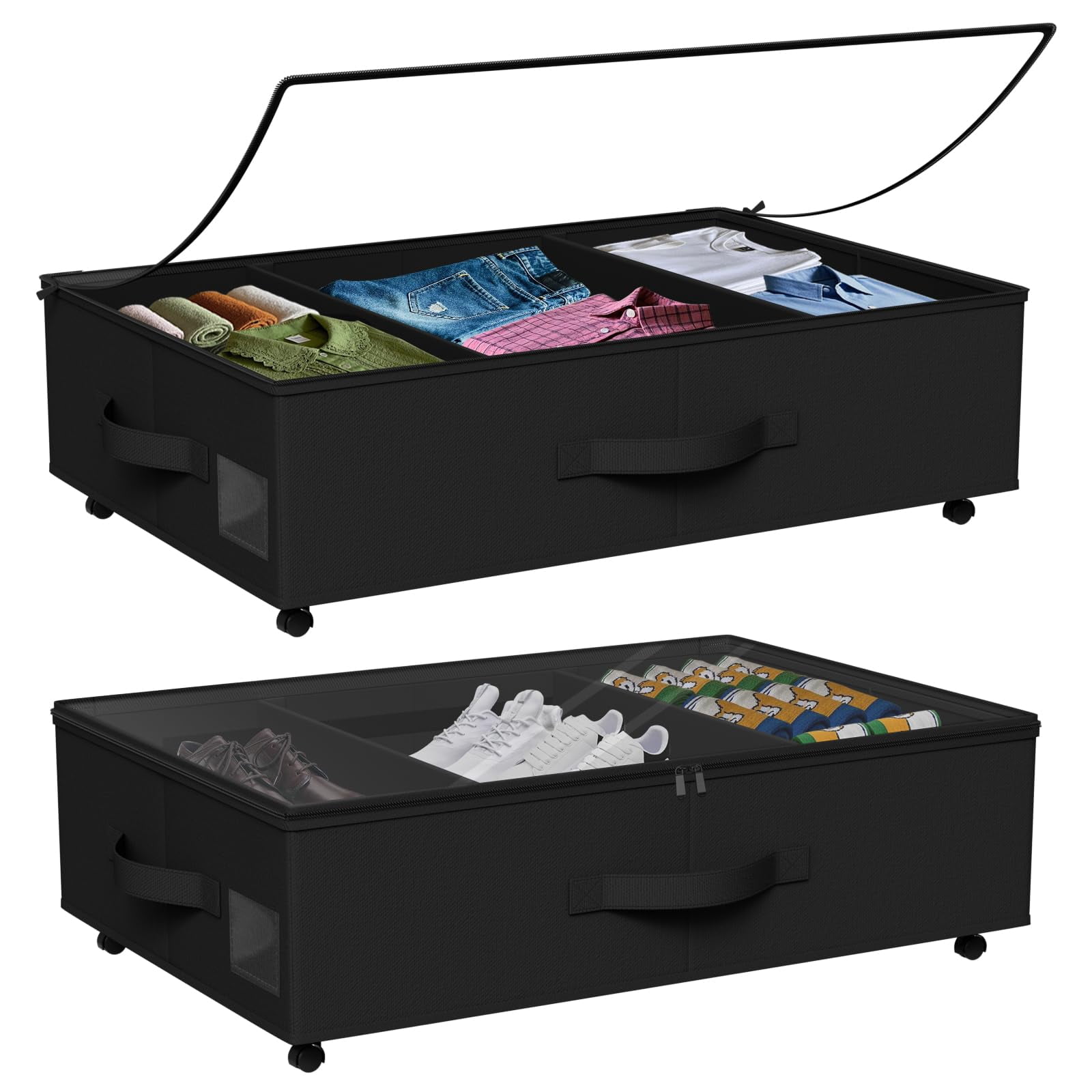 Babenest Under Bed Storage with Wheels, 2 Pack Foldable Rolling ...