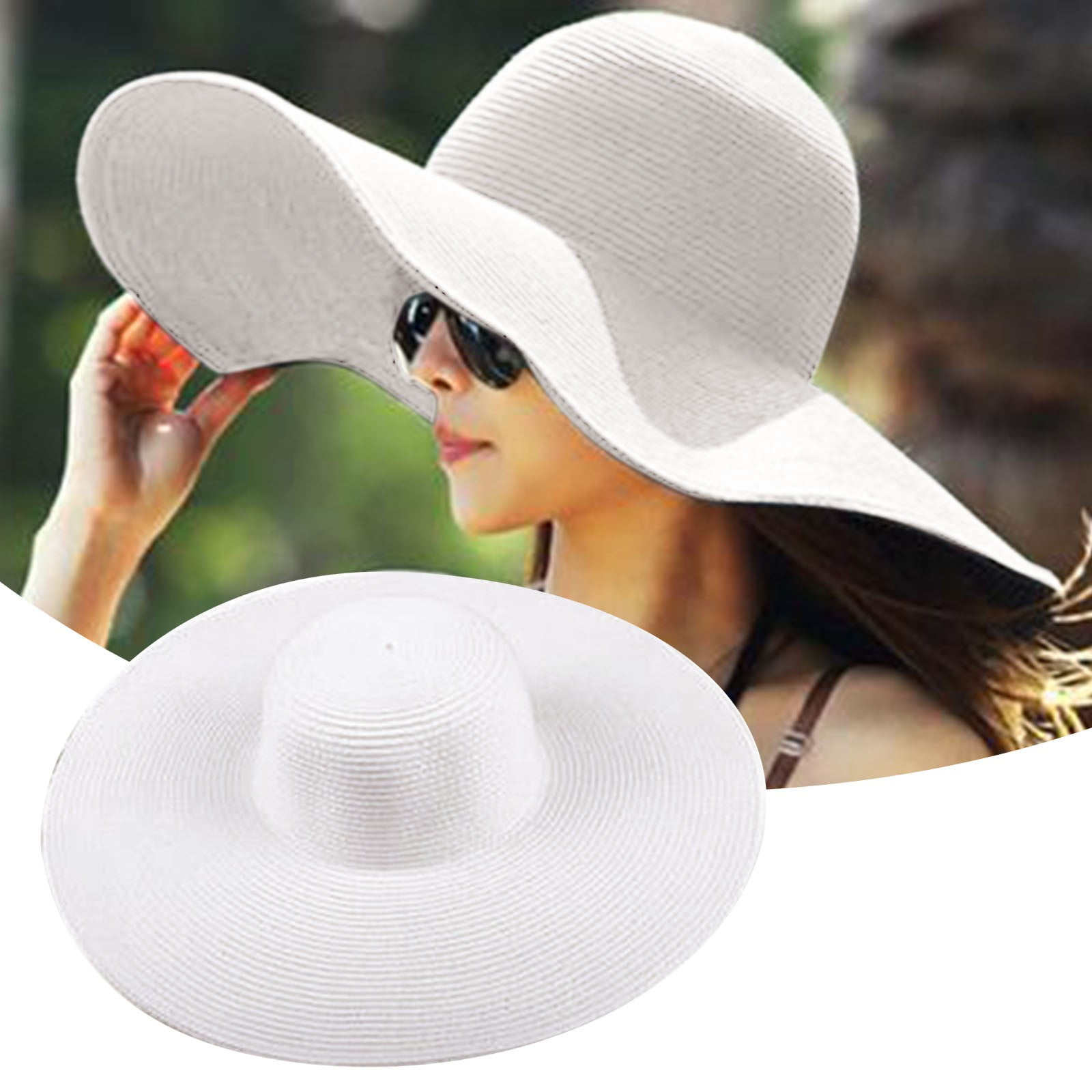 Baberdicy 1X Hat Big Deal Women's Solid Color Large Brimmed Hat Sun ...