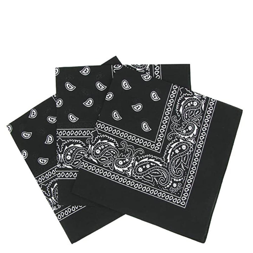 Baberdicy 3Pc Soft Durable Fashion Bandanas for Men and Women, Black ...