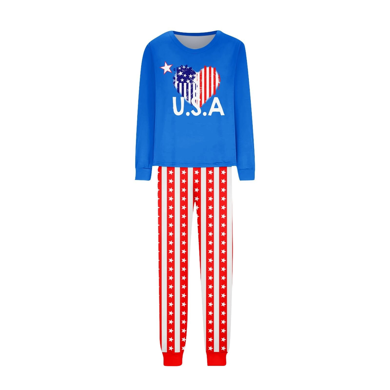 Baberdicy Blue 4Th of July Outfits Family Matching Pajamas 2 Piece Sets ...