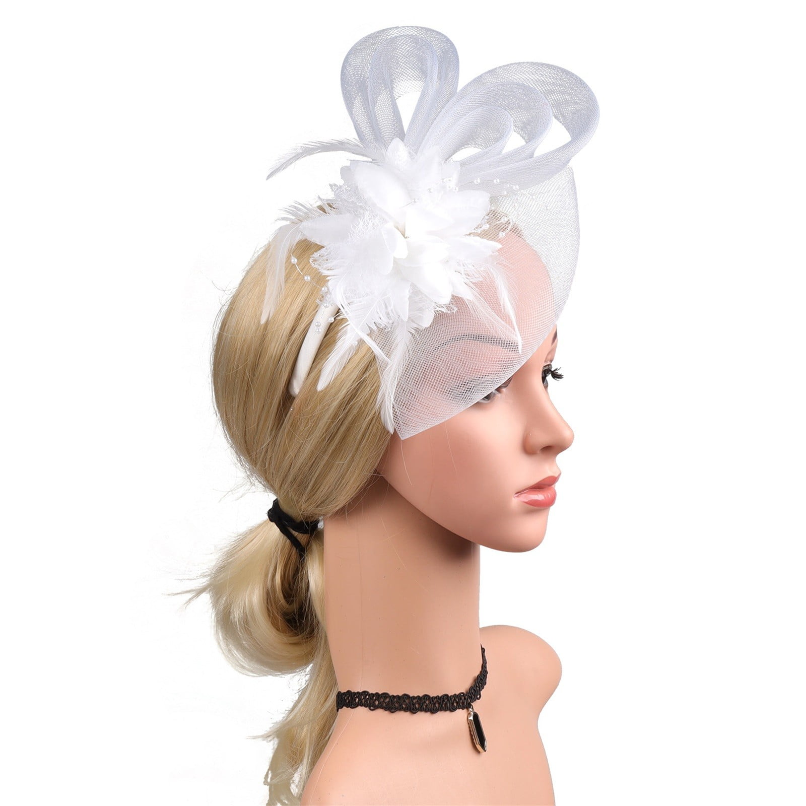 Baberdicy Bridal Hair Clip - Elegant Feather Fascinator - Wedding ...