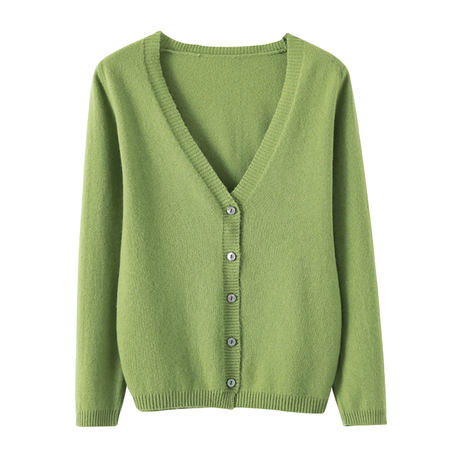 Baberdicy Women's Green V Neck Long Sleeve Knitted Cardigan ...