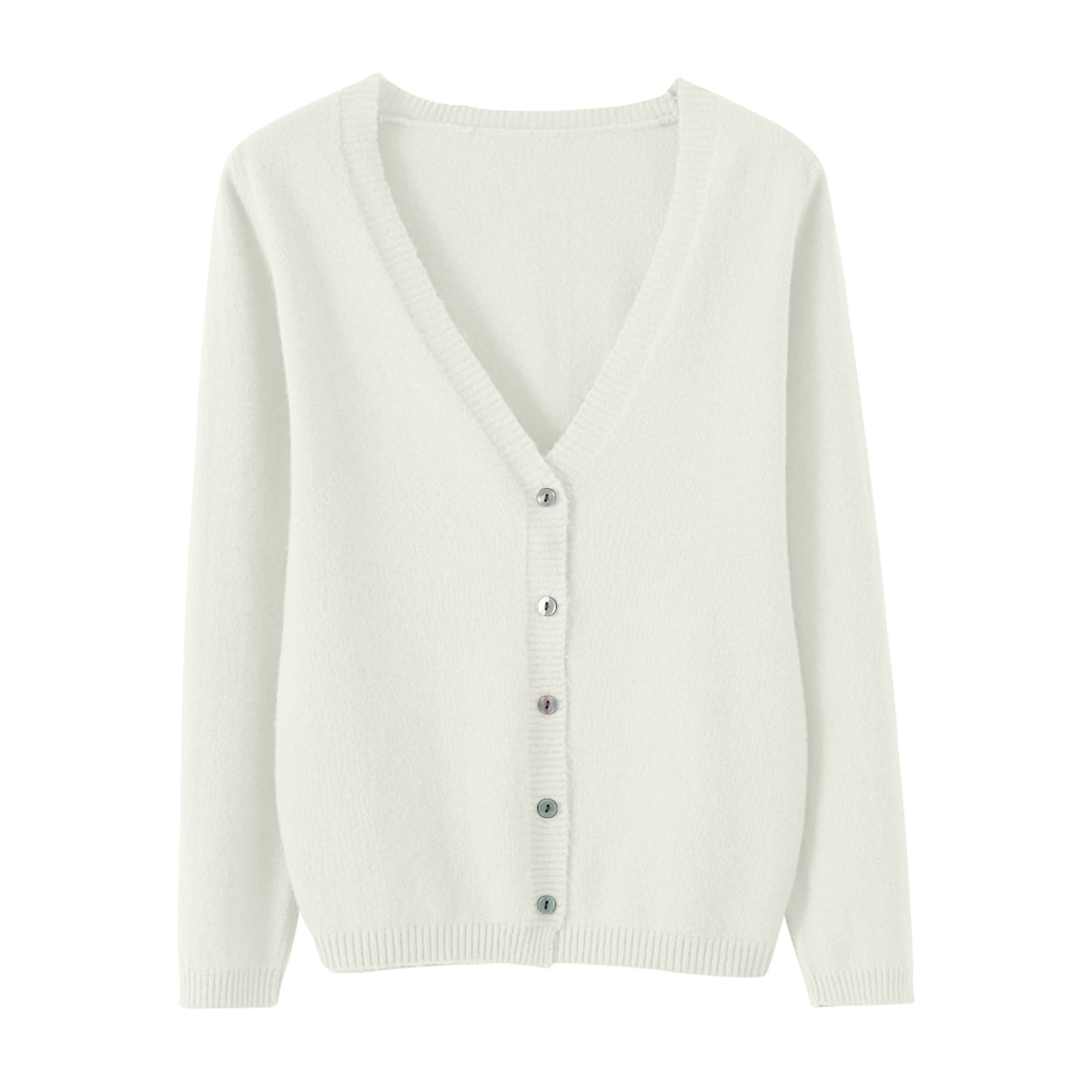Baberdicy Women's Lightweight Leisure Soft Knitted White Cardigan, V ...