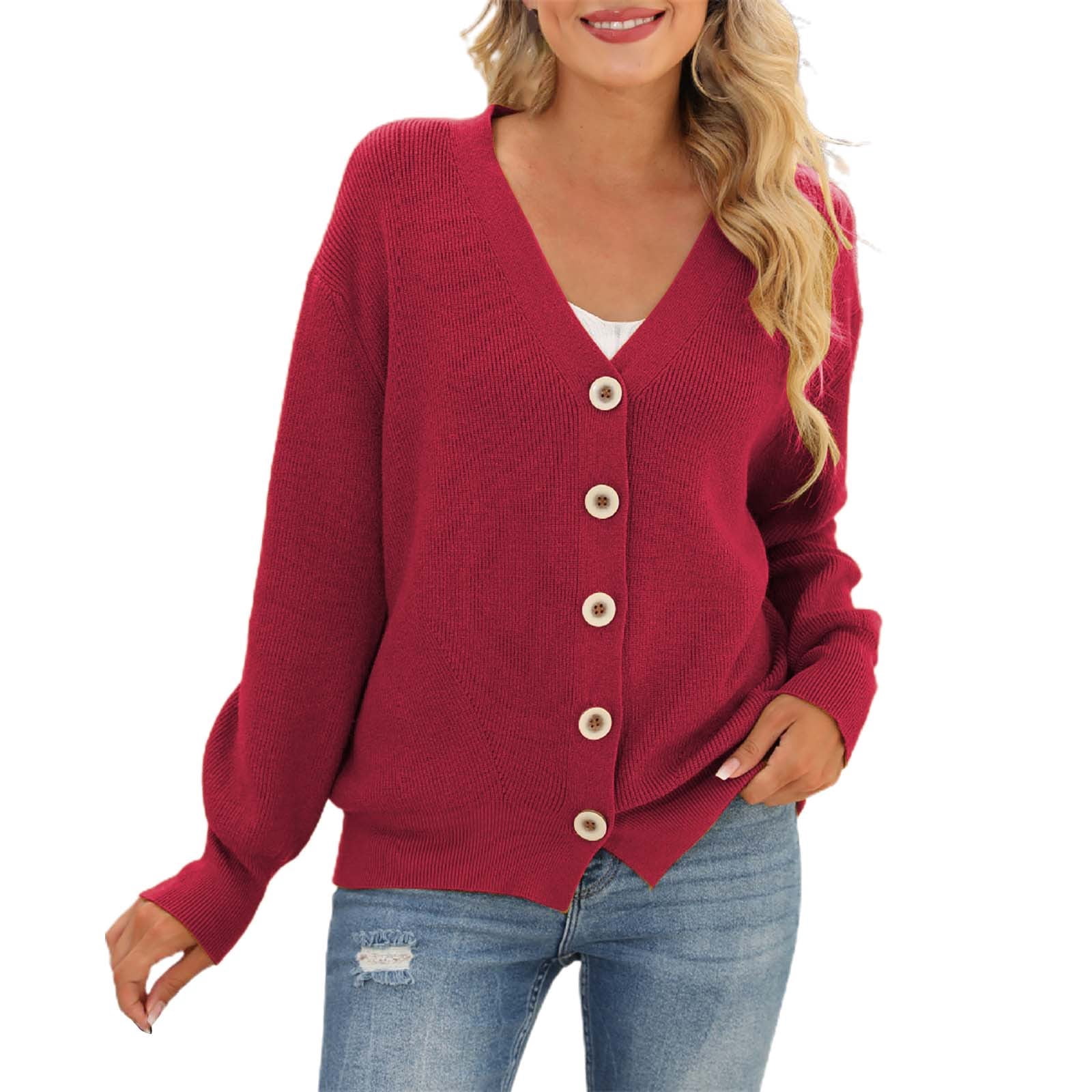 Baberdicy Cardigan Sweaters for Women, Women Casual V Neck Long Sleeve ...