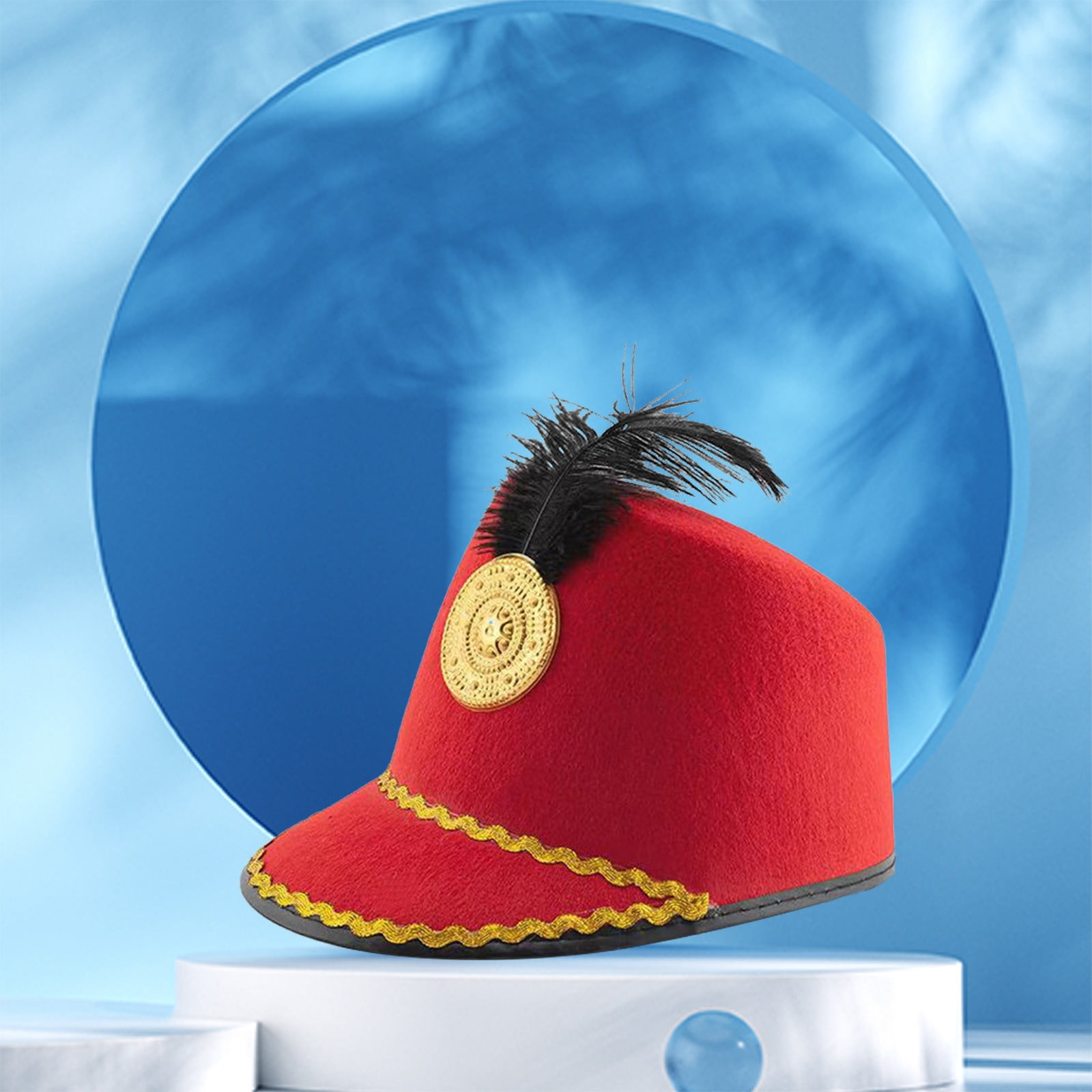 Baberdicy Carnival Knight Hat with Feathers Parade Cap Cosplay Drum ...