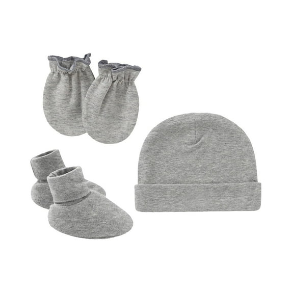 Baberdicy Children's Winter Set, Grey Newborn Hat Gloves Foot Set Three ...