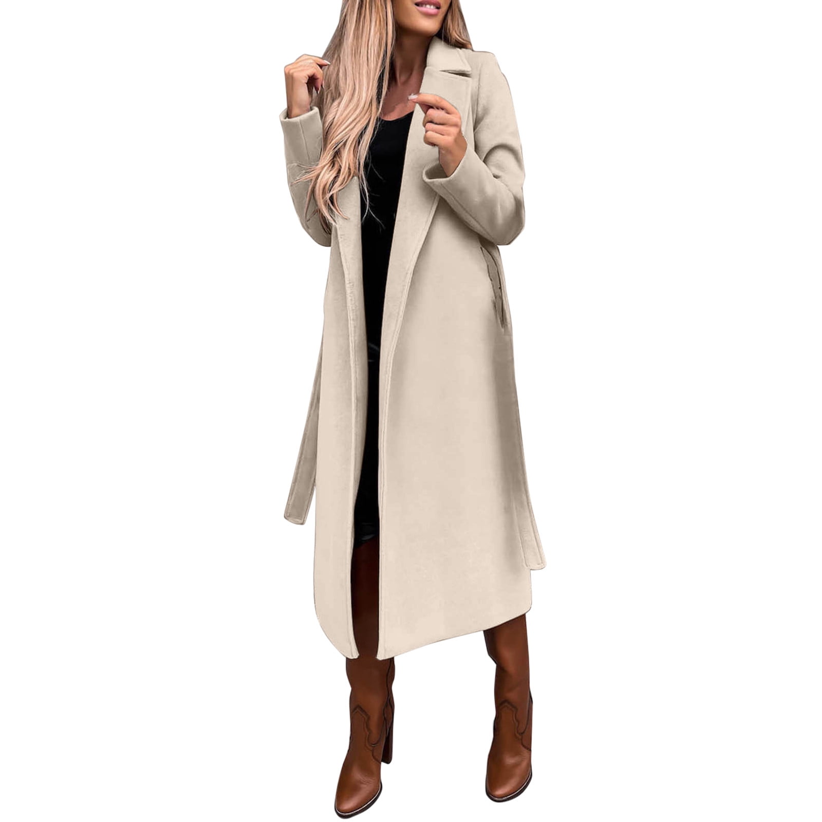 Baberdicy Cropped Jacket Women's Wool Coat Blouse Thin Coat Trench Long ...