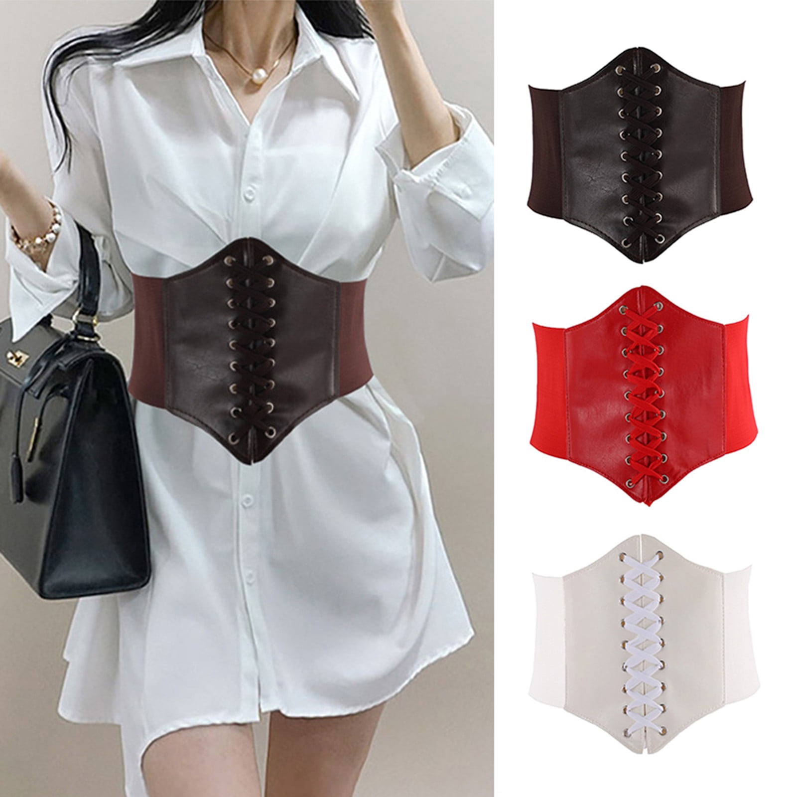 Baberdicy Elastic Corset Belt for Women – Vintage Wide Waist Cincher ...