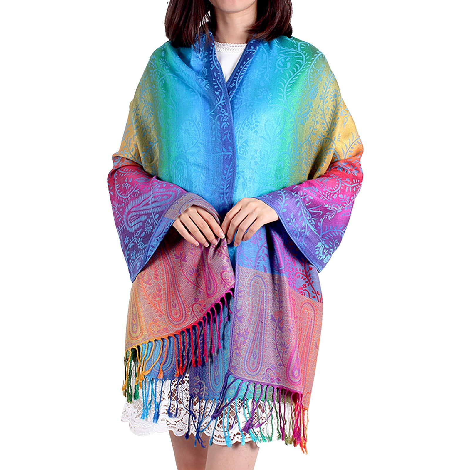 Baberdicy Ethnic Print Cotton Scarf Shawl, Bohemian Summer Wrap ...