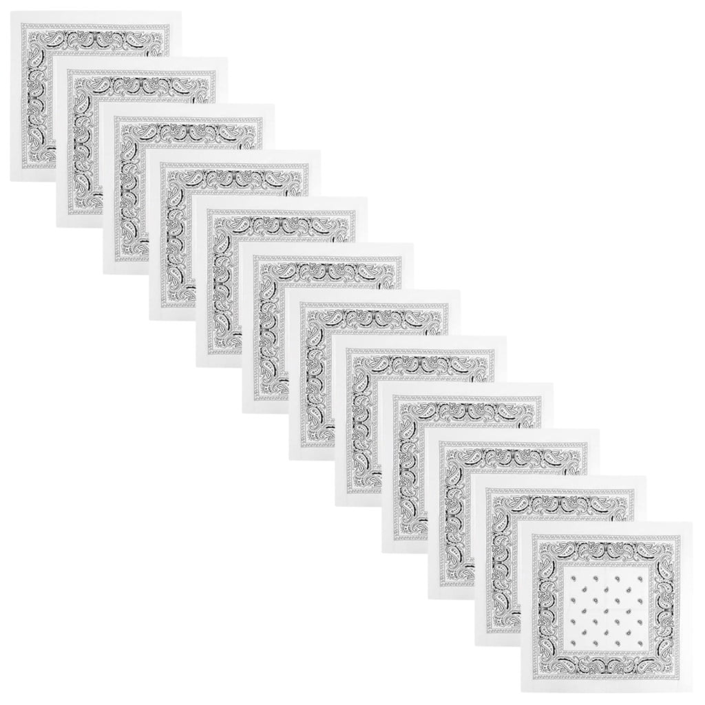 Baberdicy Fashion Soft Polyester Bandana Paisley White (12 Pack ...