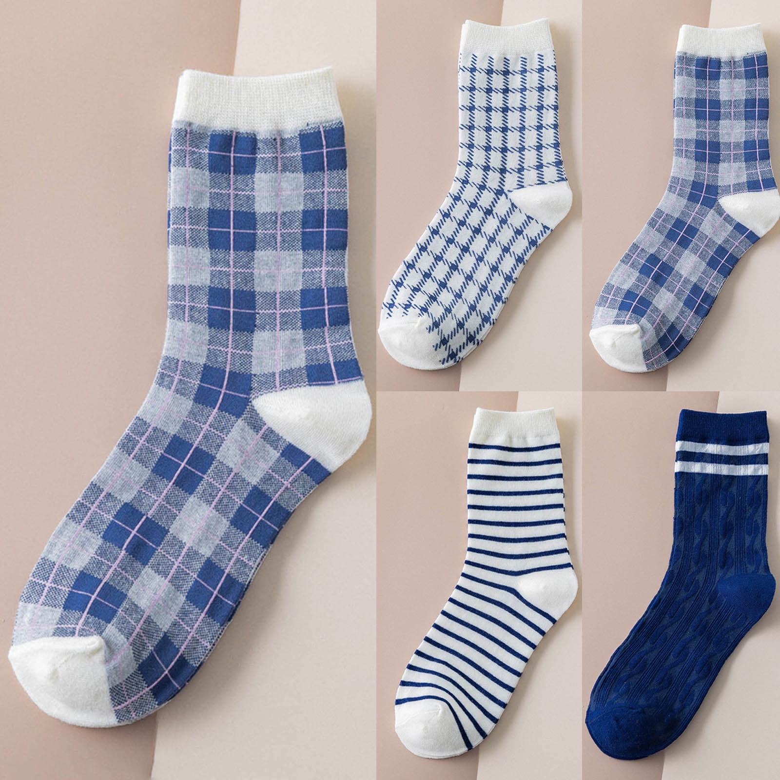 Baberdicy Grid College Socks – Cotton Blend, 20 Cm Tube, Rib Cuff ...