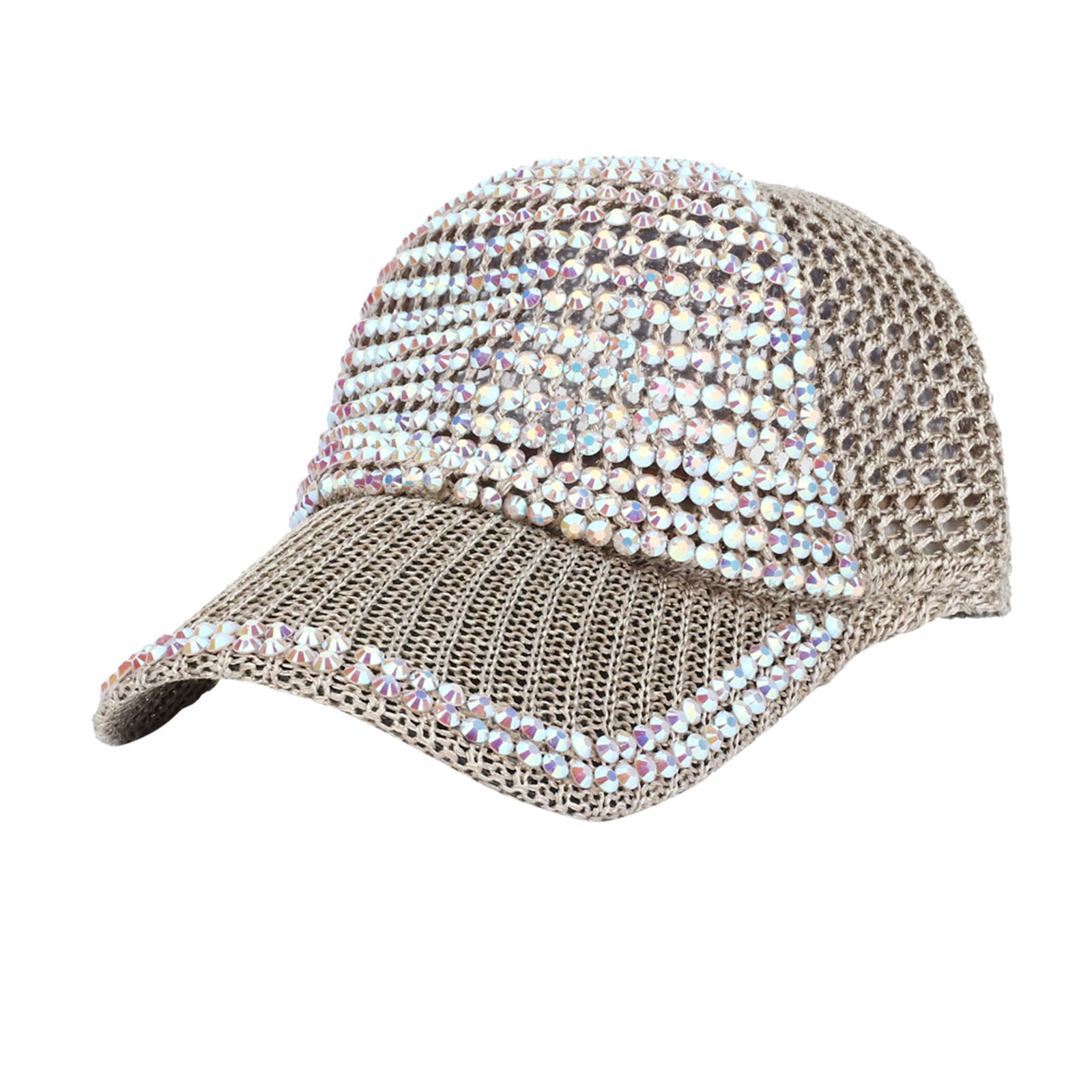 Baberdicy Hat Women Men Studded Rhinestone Crystals Adjustable Ponytail ...