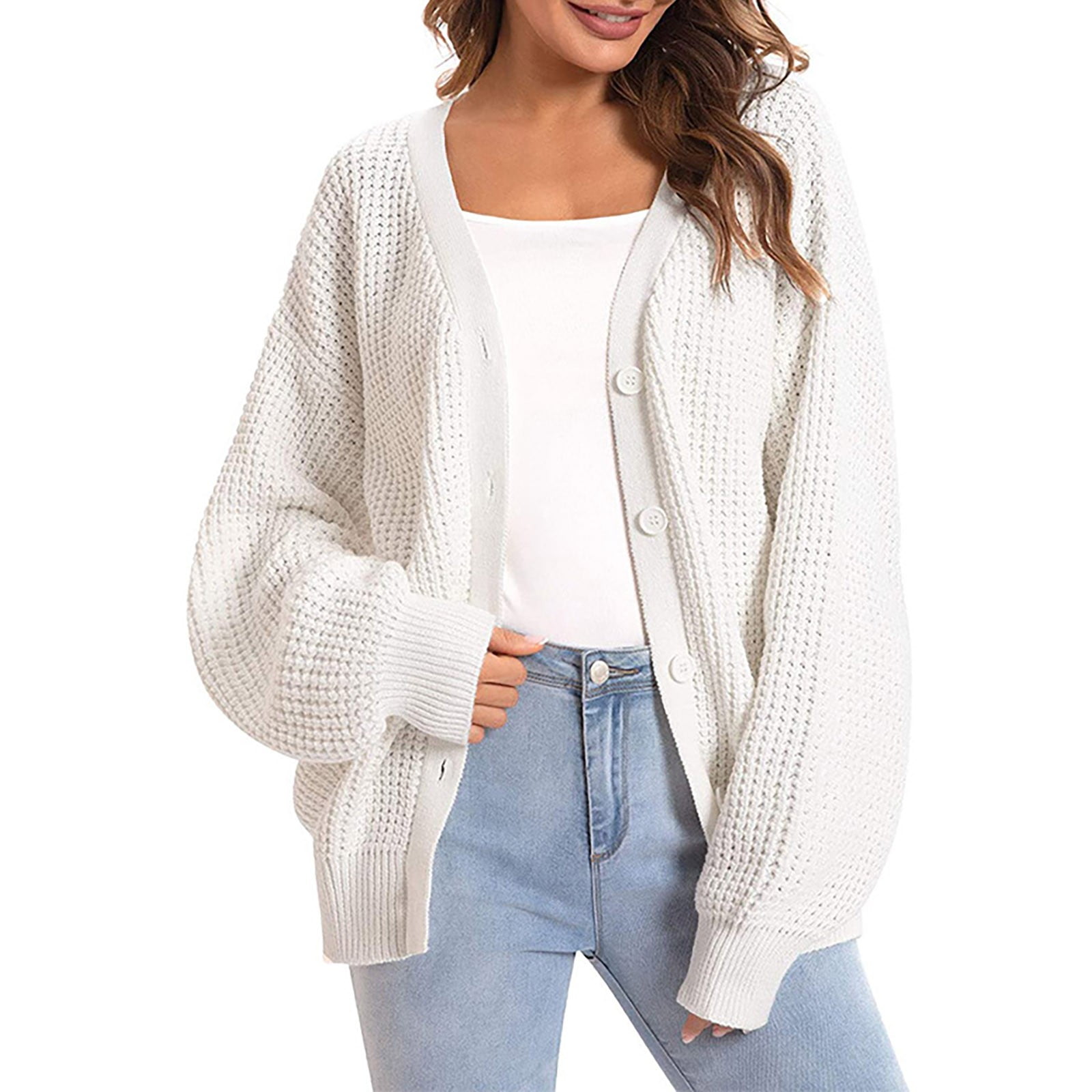 Baberdicy Knitted Sweate Women Casual Cardigan Sweater Coat Button Down ...