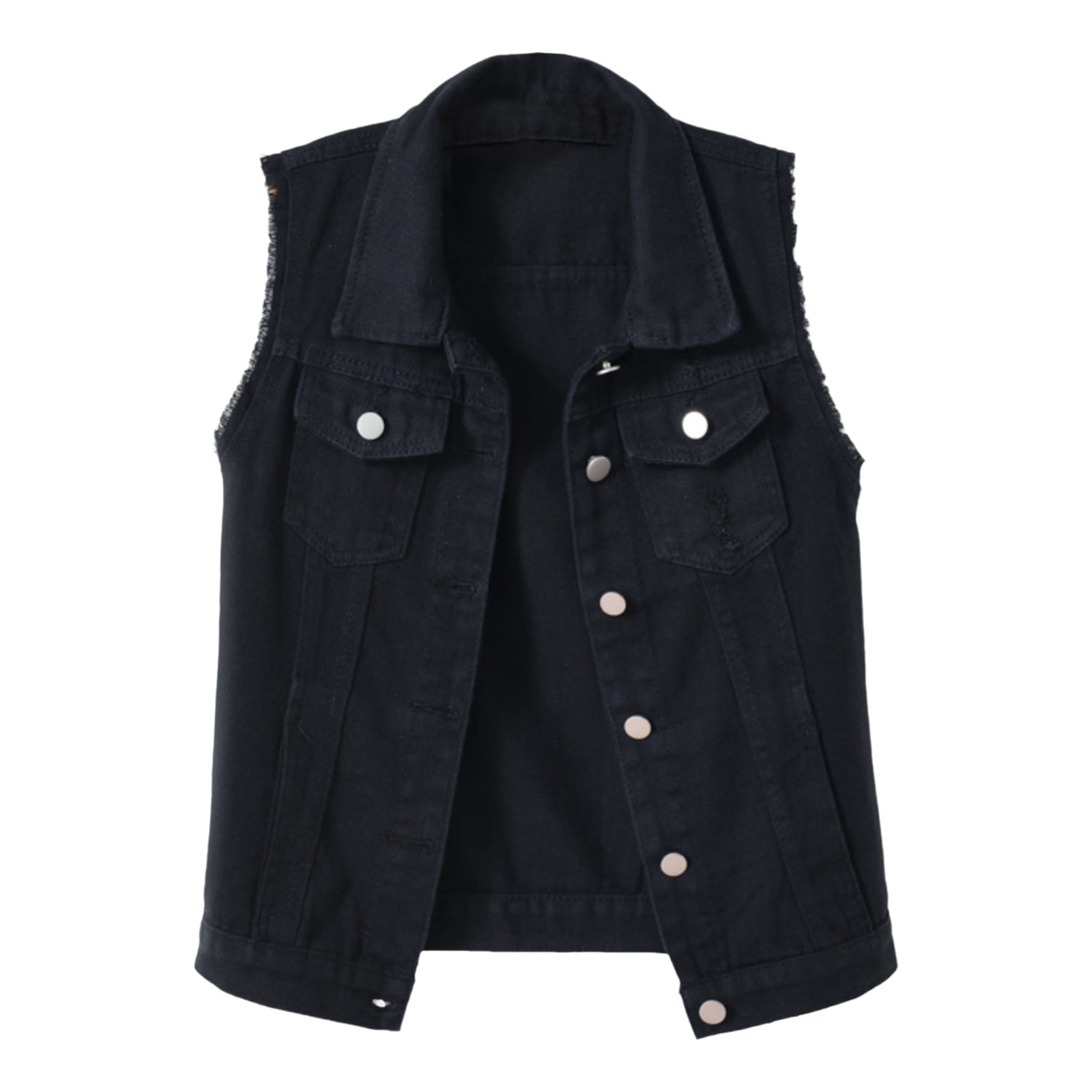 Baberdicy Puffer Vest Top Loose Solid Shirt Denim Jacket Sleeveless ...