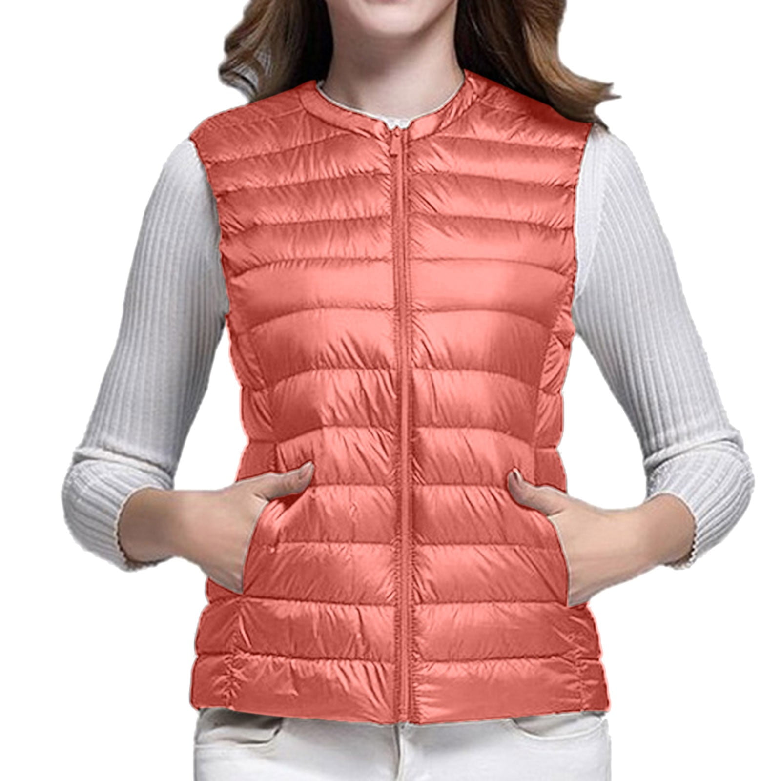 Baberdicy Puffer Vest Women Vest Cultivate One Morality Warm V Neck ...