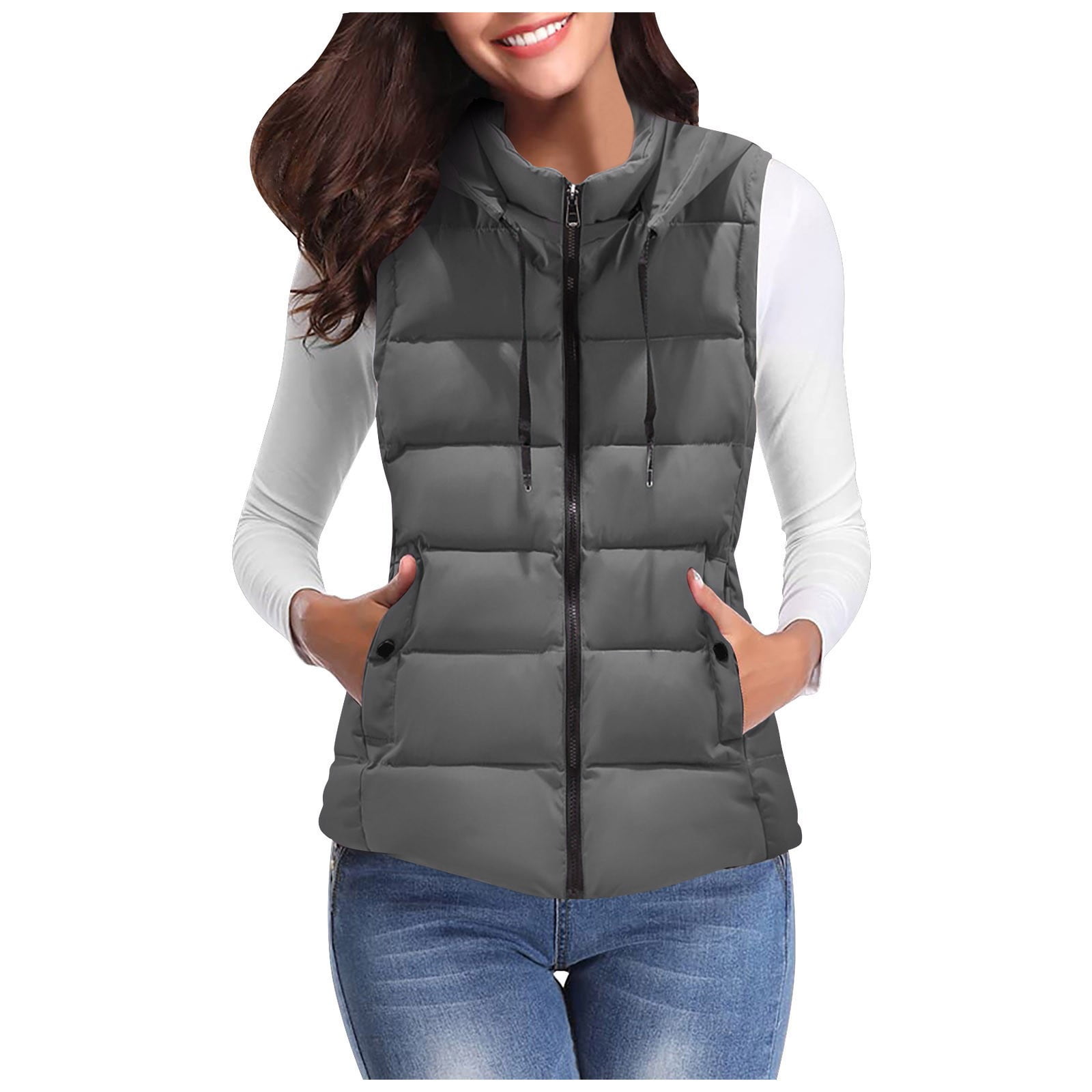 Baberdicy Vest for Women, Women's Warm Vest Outerwear Thick Padded ...