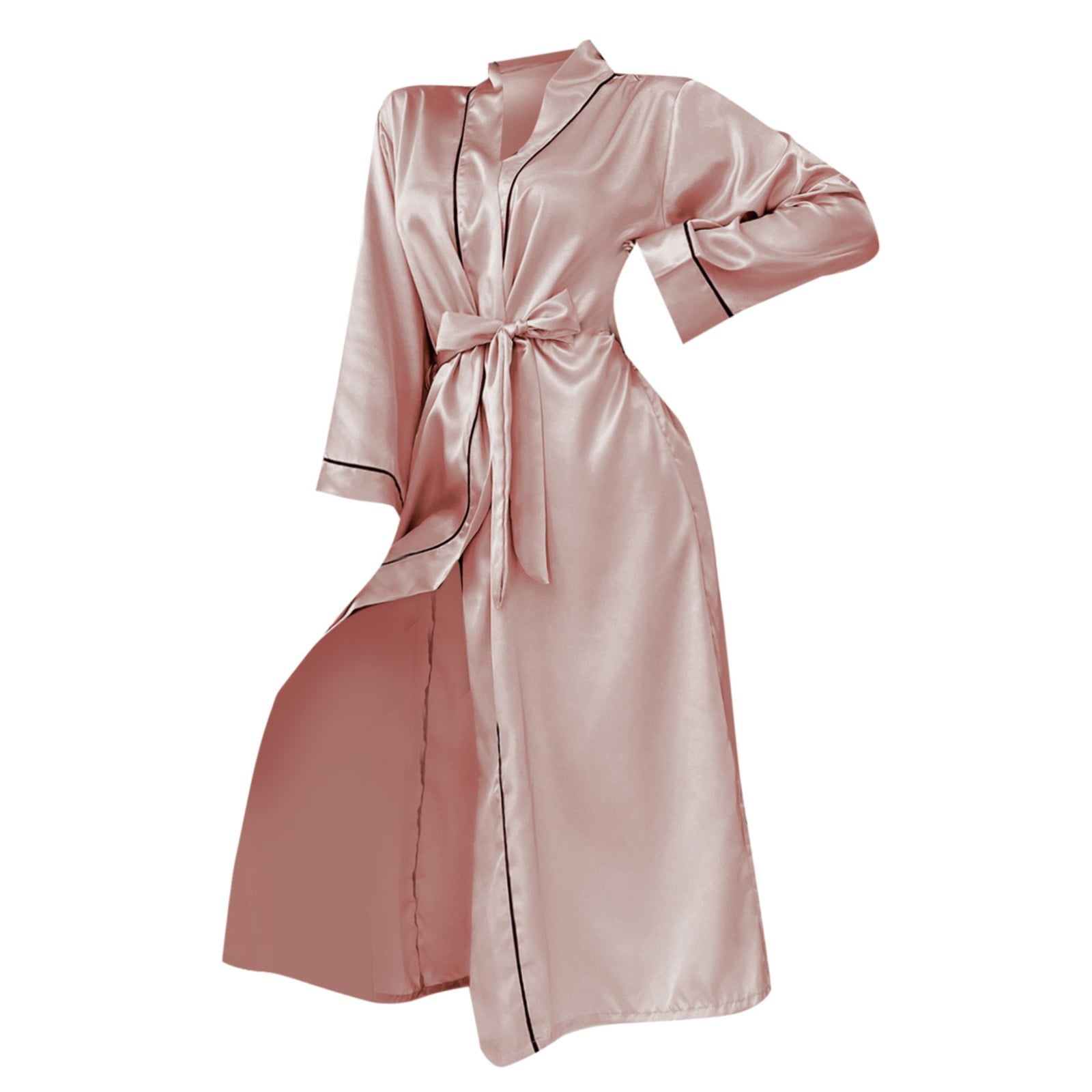 Baberdicy Robes for Women Long Ice Silk Nightgown Summer Thin Fashion ...