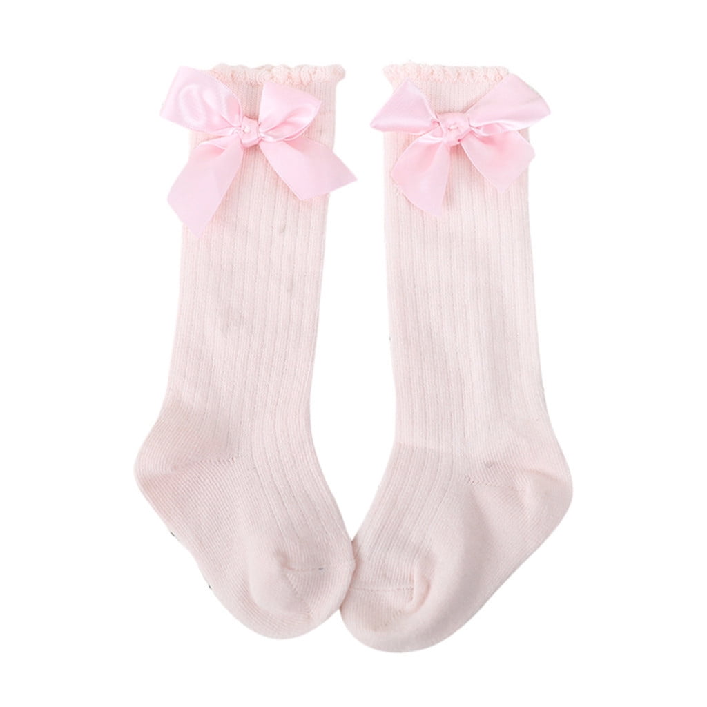 Baberdicy Socks Kids Bow Big High Socks Cotton Lace Kids Girls Soft ...