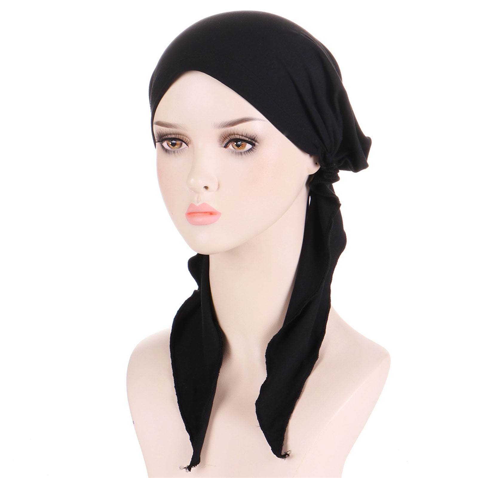 Baberdicy Turban Cap, Women's Casual Solid Headwrap, Two-Point Long ...