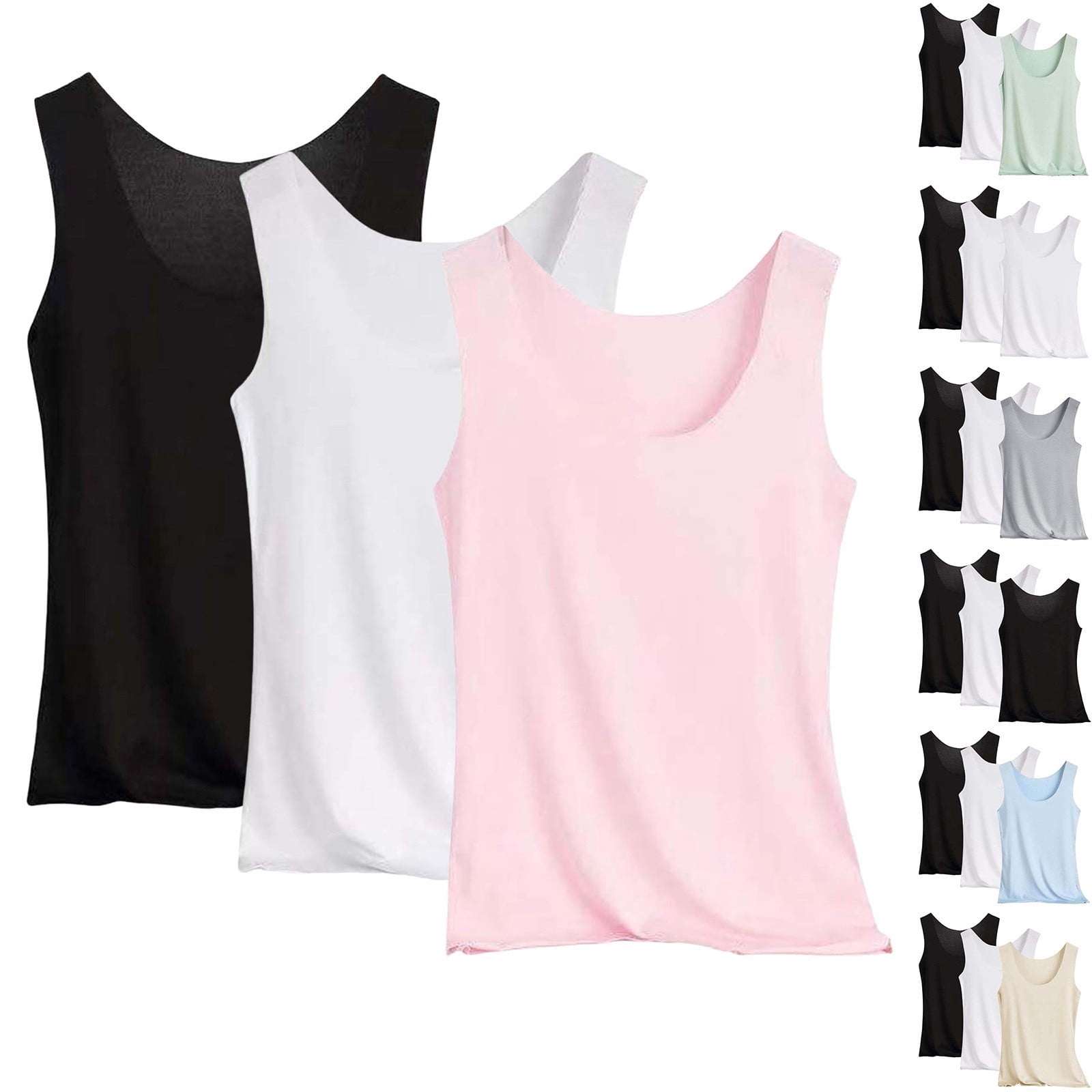Baberdicy Women's 2 Pack Summer Ice Silk Vests Sleeveless Tank Tops ...
