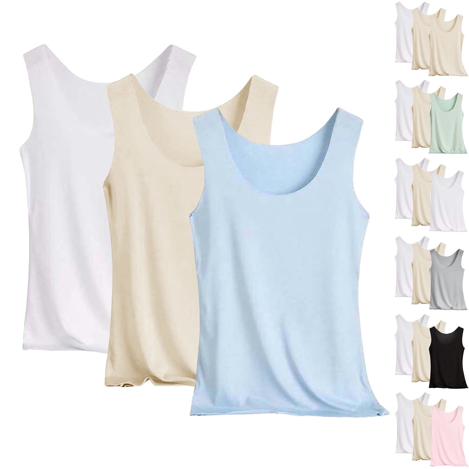 Baberdicy Women's 3 Pack Summer Ice Silk Vests Sleeveless Tank Tops ...