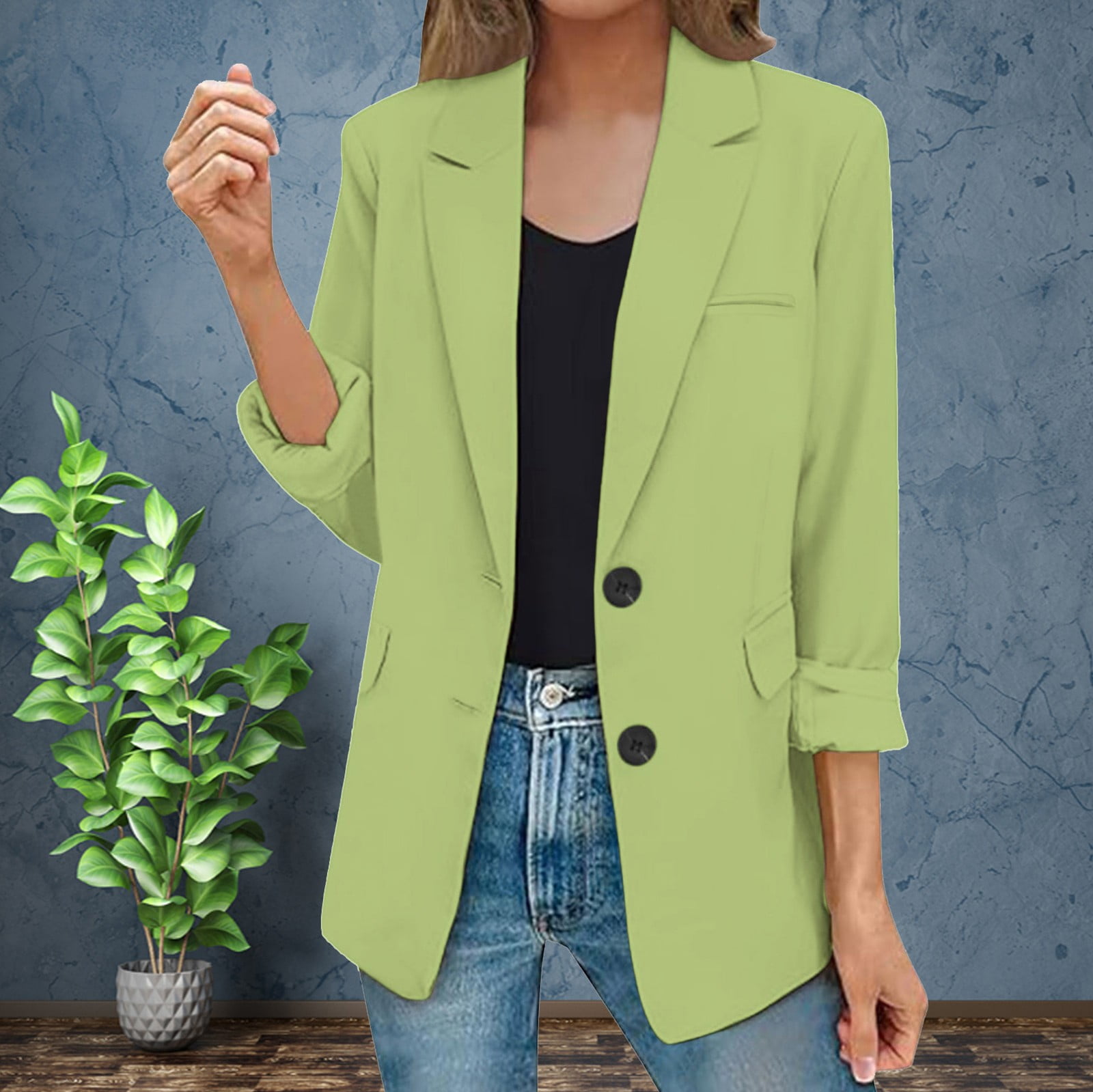 Baberdicy Women's Casual Suit Jacket, Lapel Long-Sleeve Blazer, Office ...