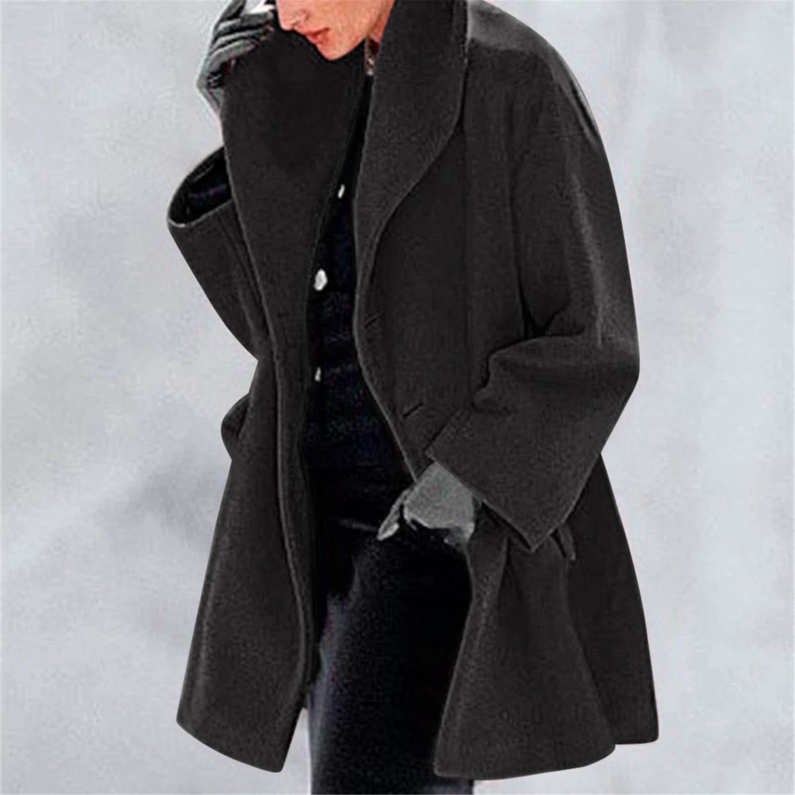 Baberdicy Women's Double-Faced Wool Hooded Coat, Long Sleeve Tweed ...