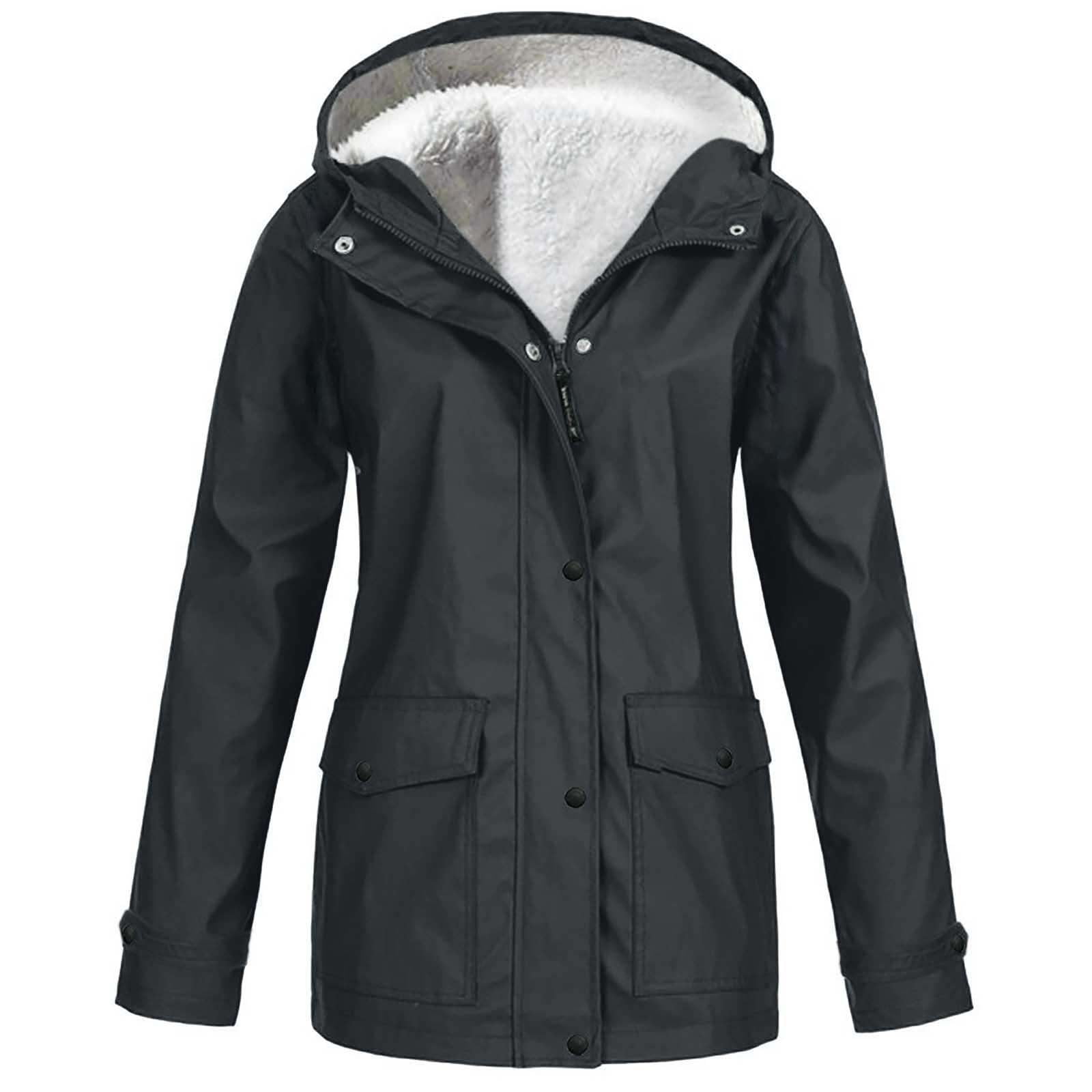 Baberdicy Women's Fleece-Lined Rain Jacket, Winter Hiking Coat, Cold ...