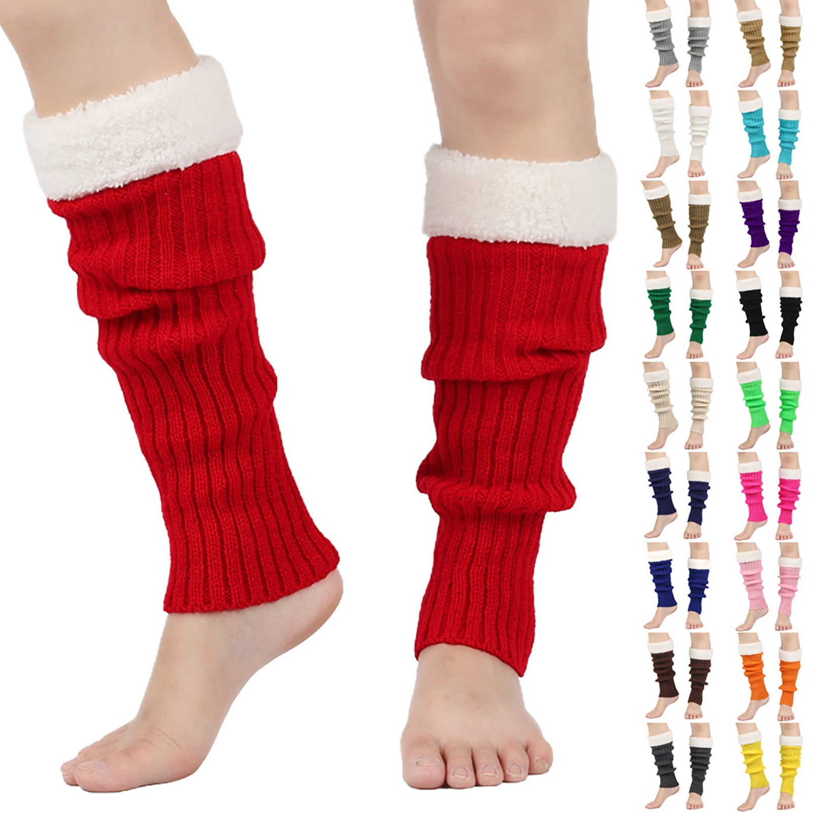 Baberdicy Women's Knit Leg Warmers, Color Block Sock Boot Cuffs for ...