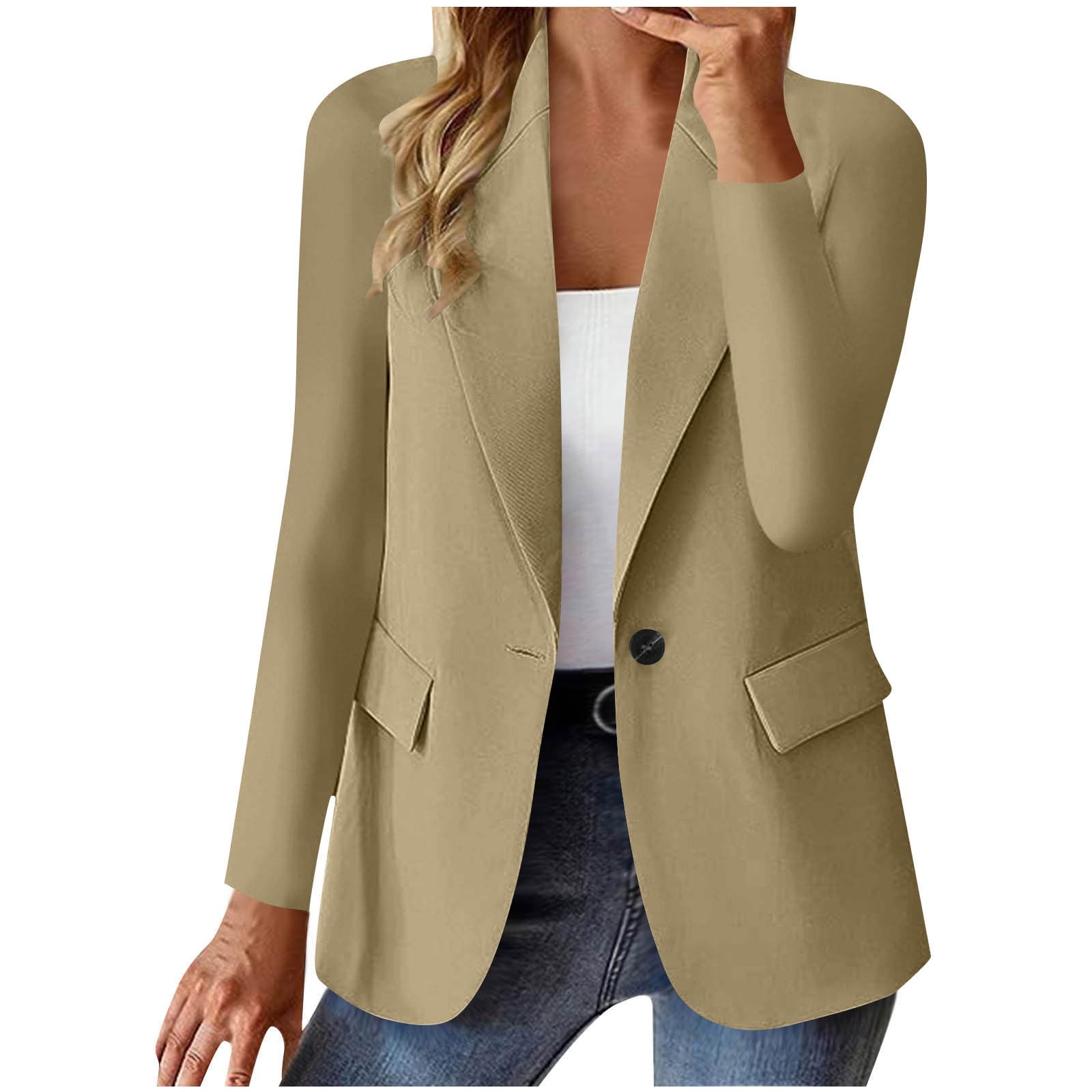 Baberdicy Women's Lightweight Blazer - Open Front Business Casual Suit ...