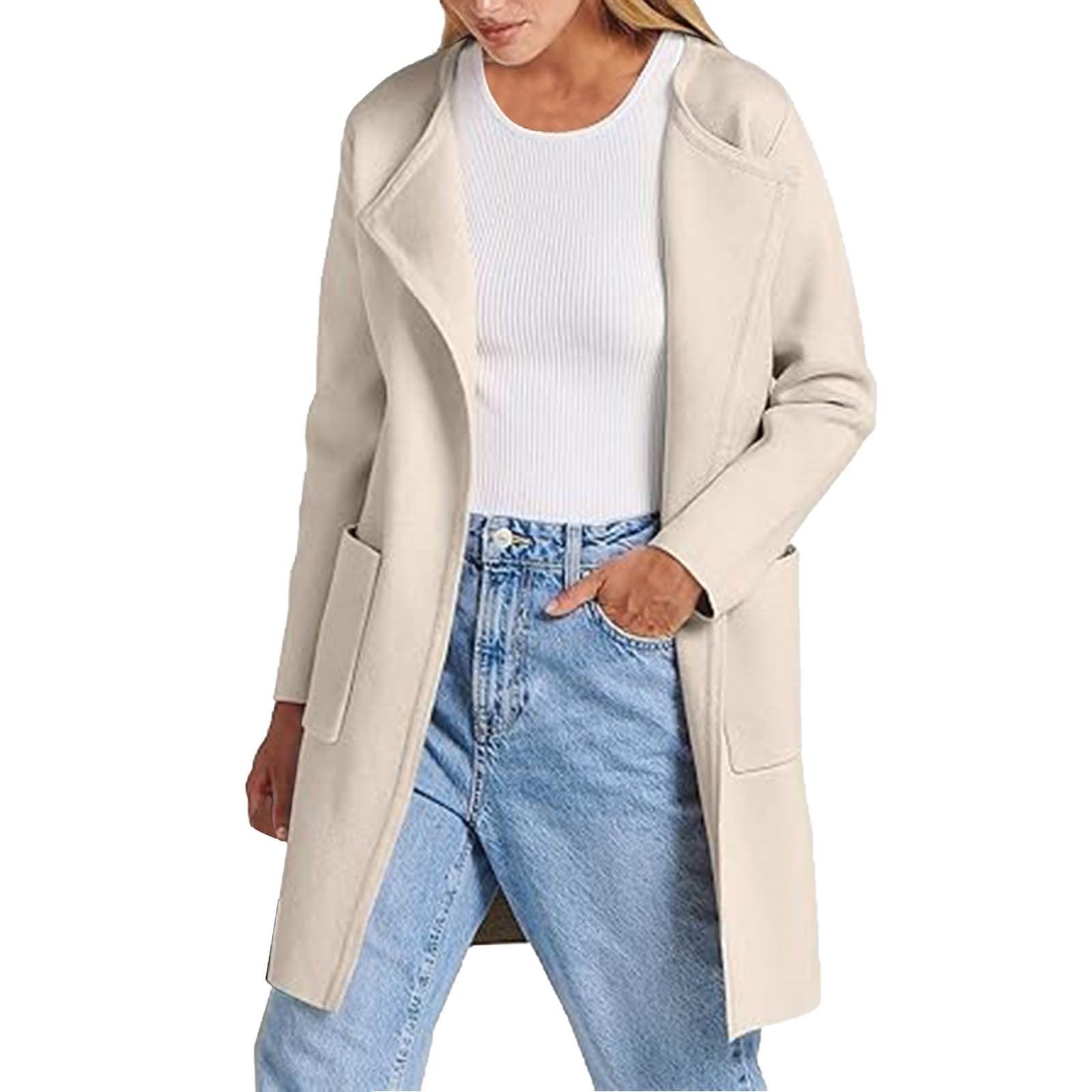 Baberdicy Women's Oversized Open Front Cardigan, Long Sleeve Lapel Knit ...