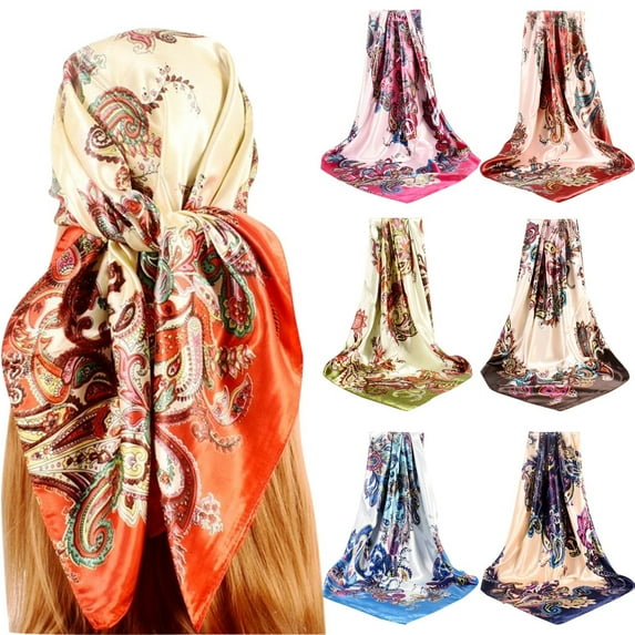 Baberdicy Women's Satin Square Scarf, Floral Print for Neck, Hair ...