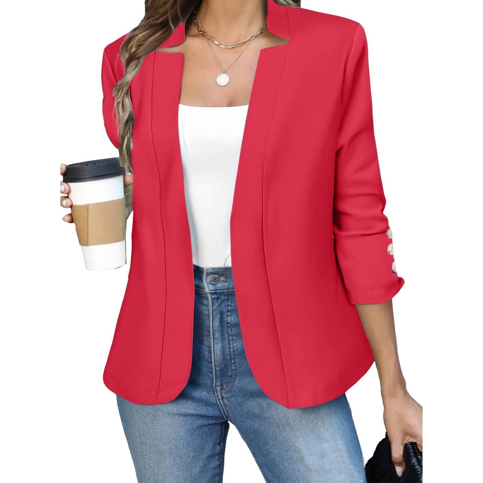 Baberdicy Women's Slim Fit Blazer, Business Casual Long Sleeve Open ...