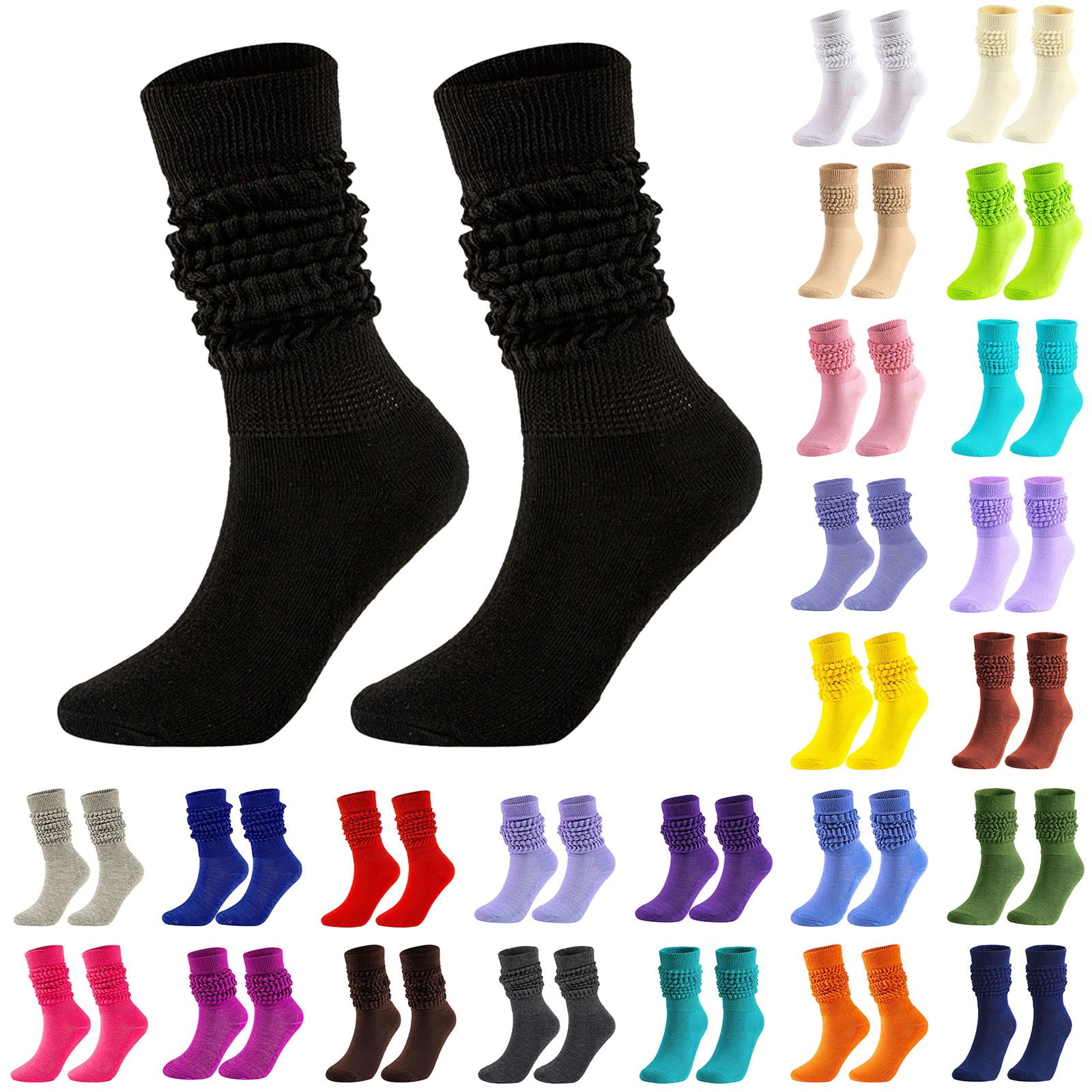 Baberdicy Women's Slouch Socks Mid Calf, Fashion Stackable Socks for ...