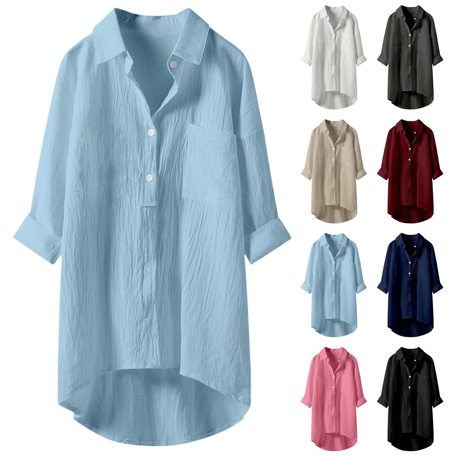 Baberdicy Women's V Neck Shirts Long Sleeve Button down Solid Color ...