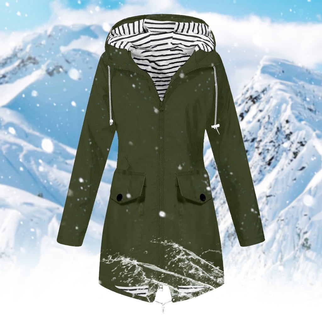 Baberdicy Women's Waterproof Hooded Rain Jacket, Outdoor Hiking ...