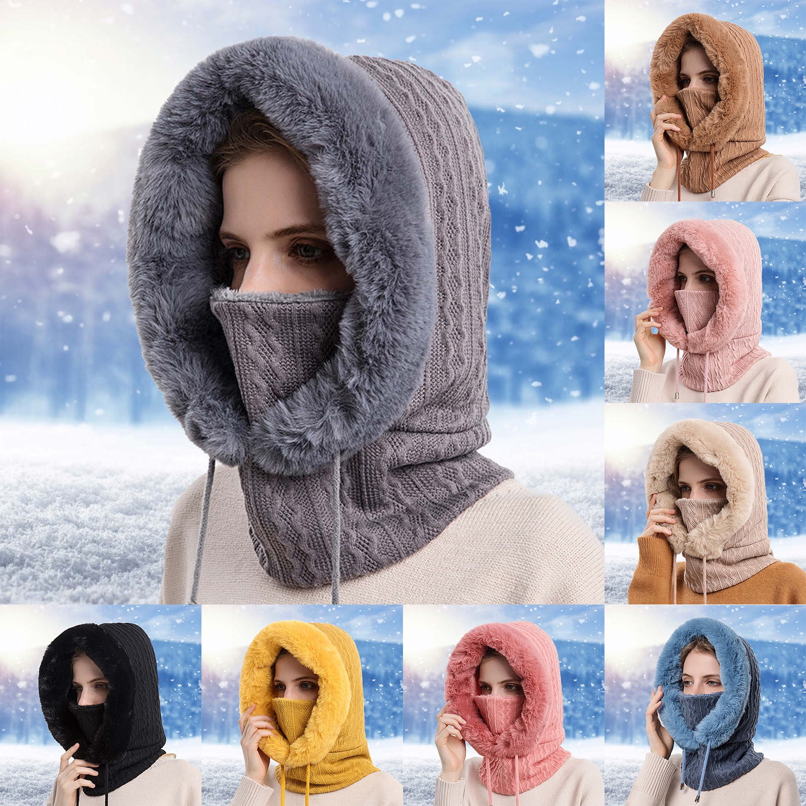 Baberdicy Women's Winter Balaclava, Ski Mask Hood for Outdoor Riding ...