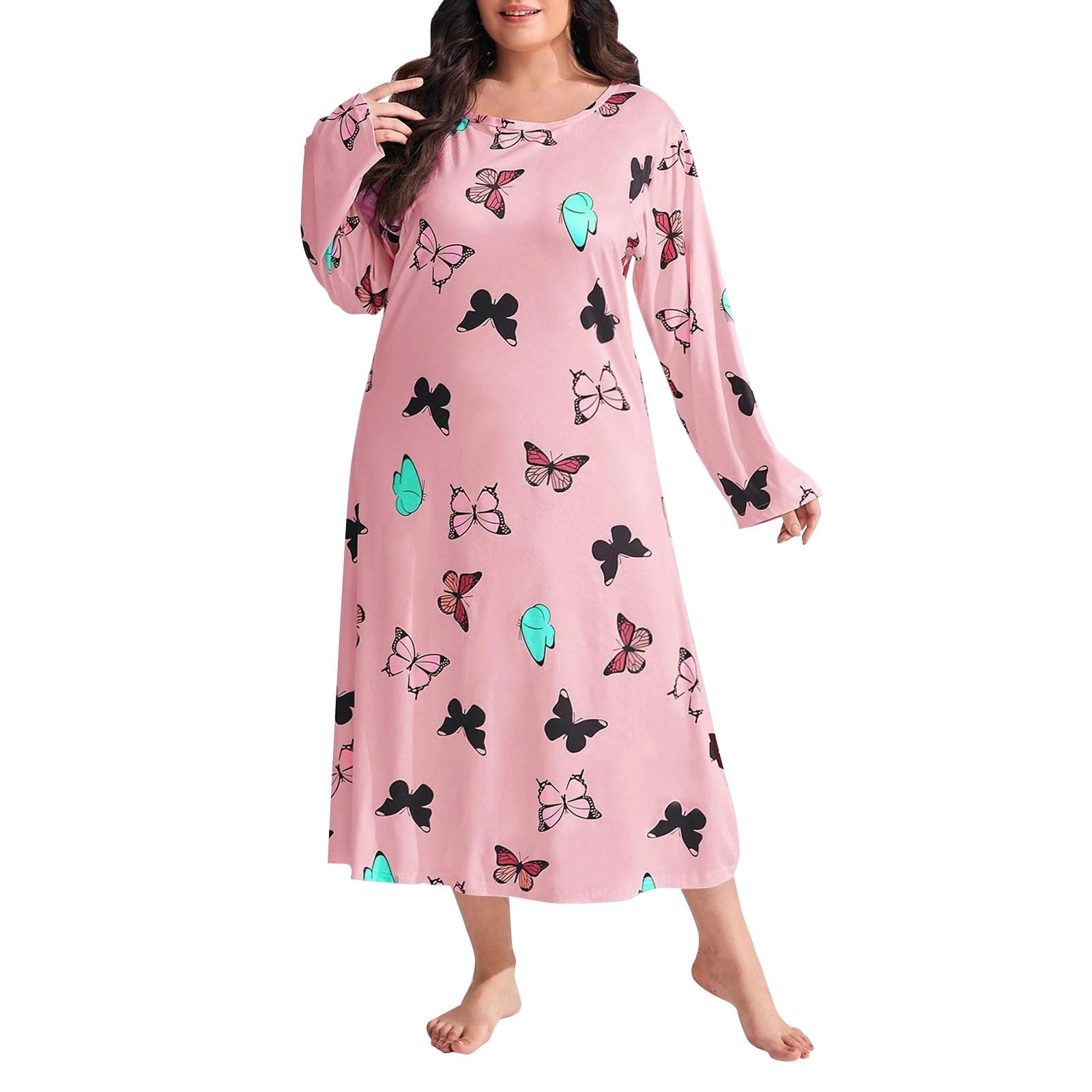 Baberdicy Womens Pajamas Women's Large Loose Long Sleeve Butterfly ...