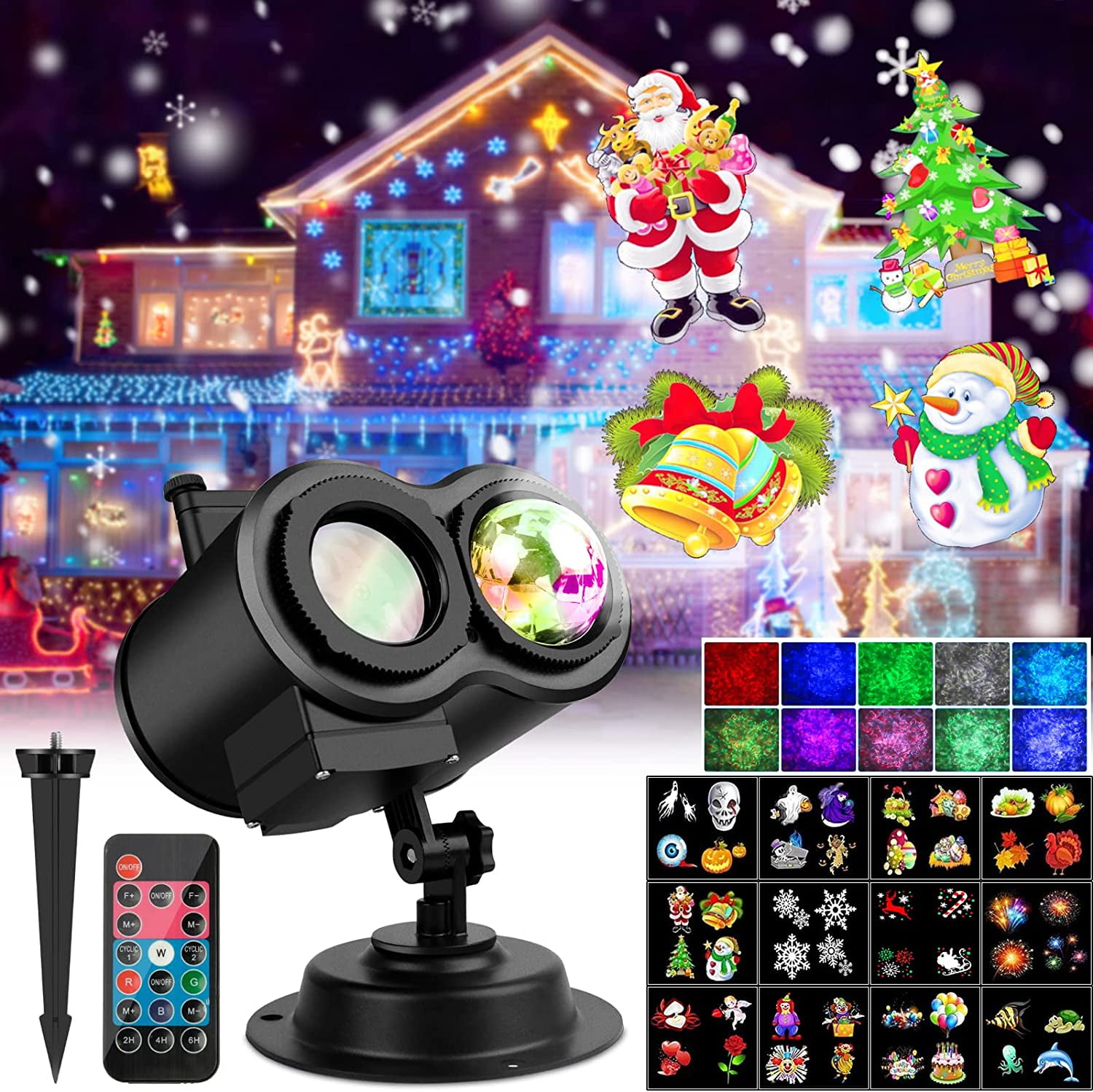 Babibeauty Christmas Projector Lights Outdoor, 2-in-1 LED Christmas Elk ...