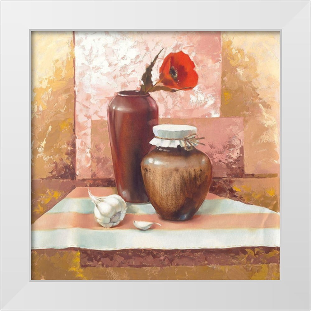 Babichev 15x15 White Modern Wood Framed Museum Art Print Titled - Still-Life WITH RED POPPIES ...
