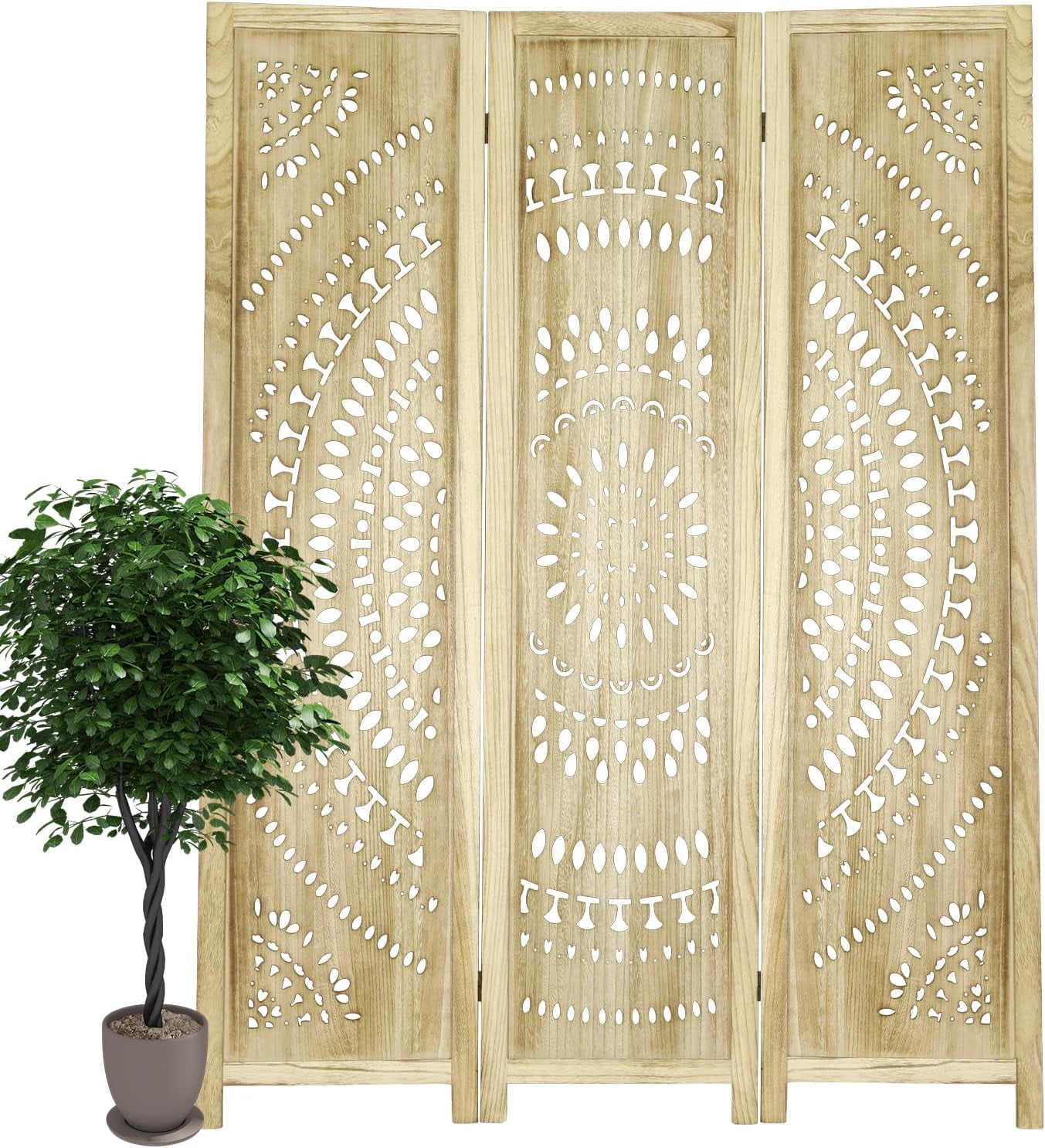 Babion 3 Panel Room Divider, Carved Wood Room Dividers, Cutout Room ...