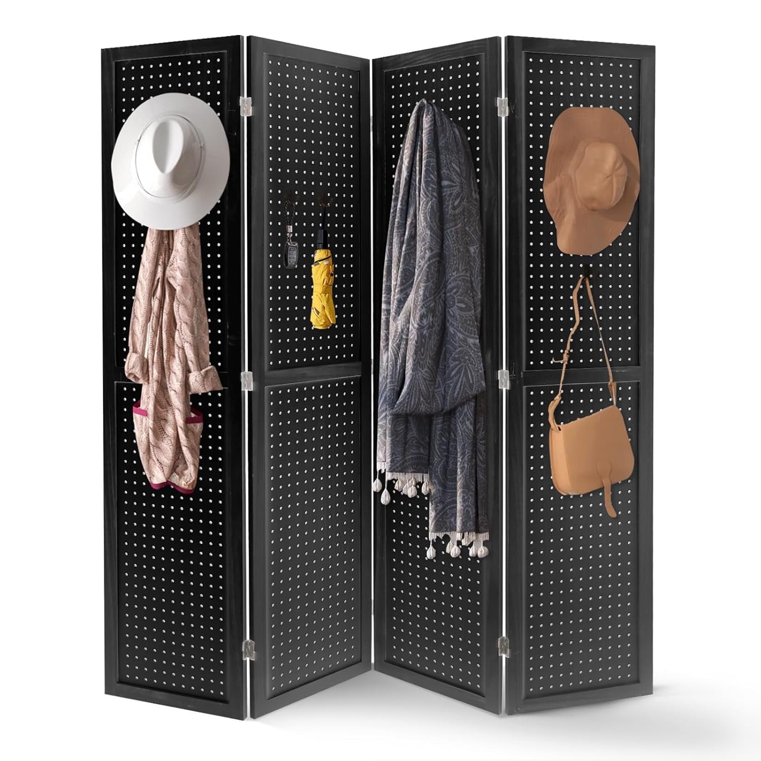 Babion 4 Panel Pegboard Display, Peg Board Room Divider Freestanding ...