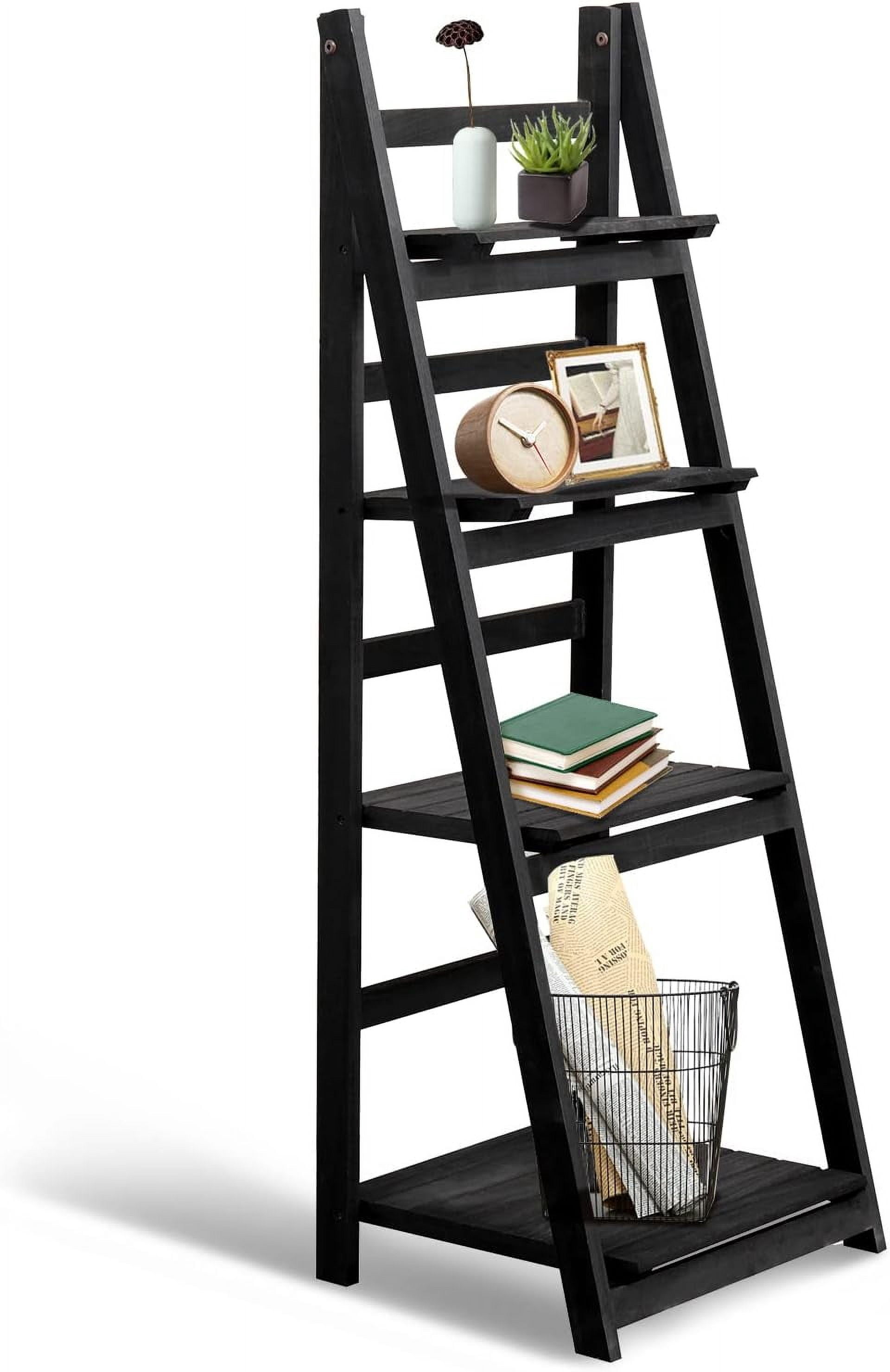 Babion 4-Tier Ladder Shelf Industrial Bookshelves Ladder Bookcase ...