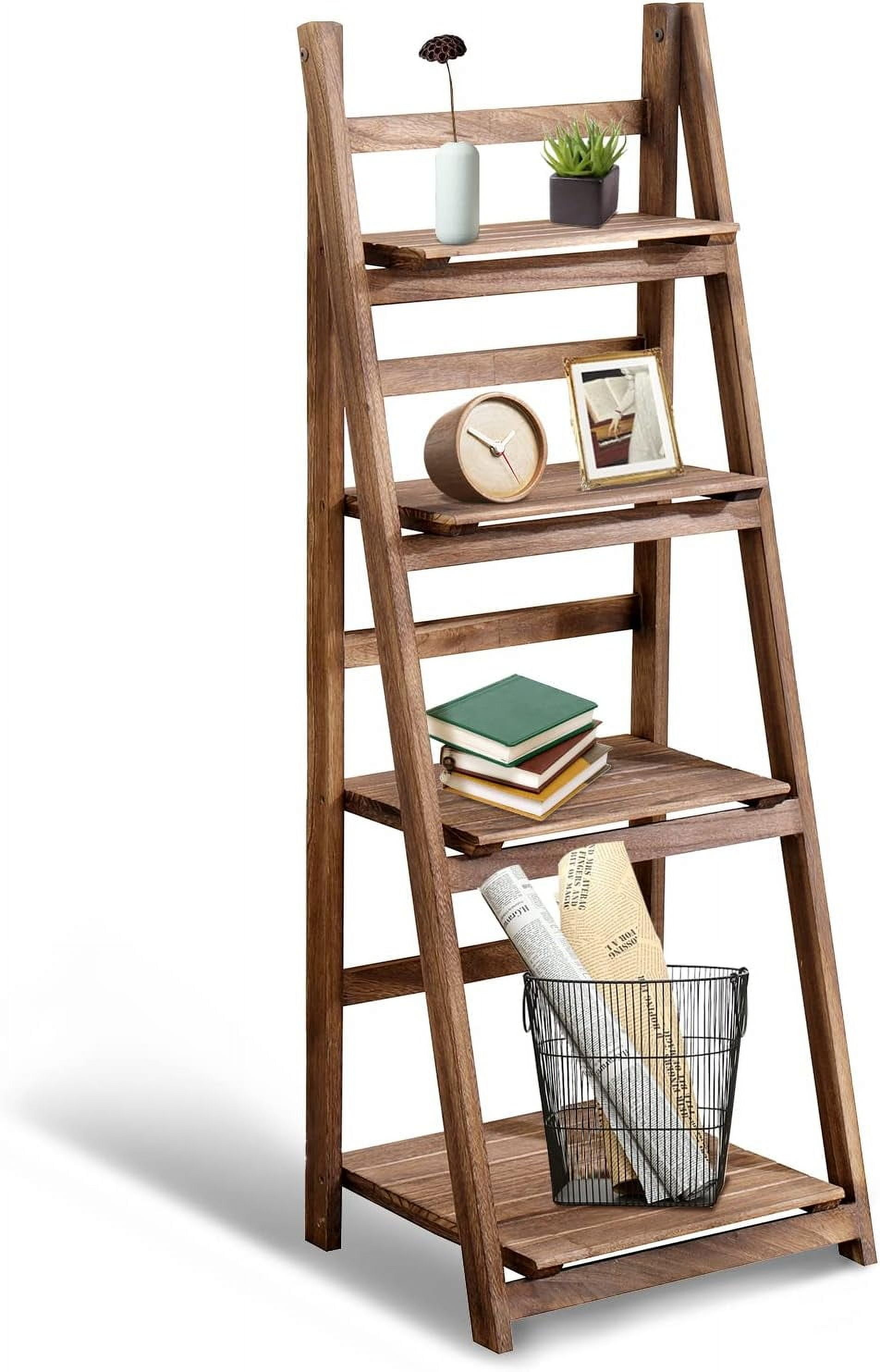 Babion 4-Tier Ladder Shelf Industrial Bookshelves Ladder Bookcase ...