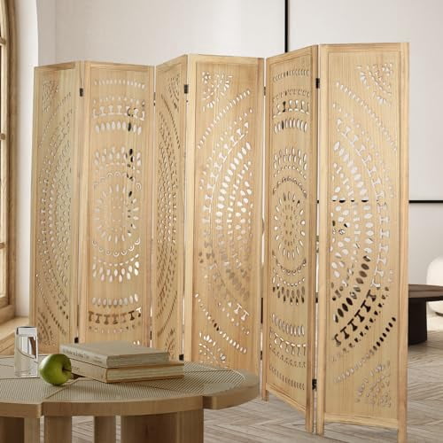 Babion 6 Panel Room Divider, 5.6FT Portable Wall Dividers, Room ...